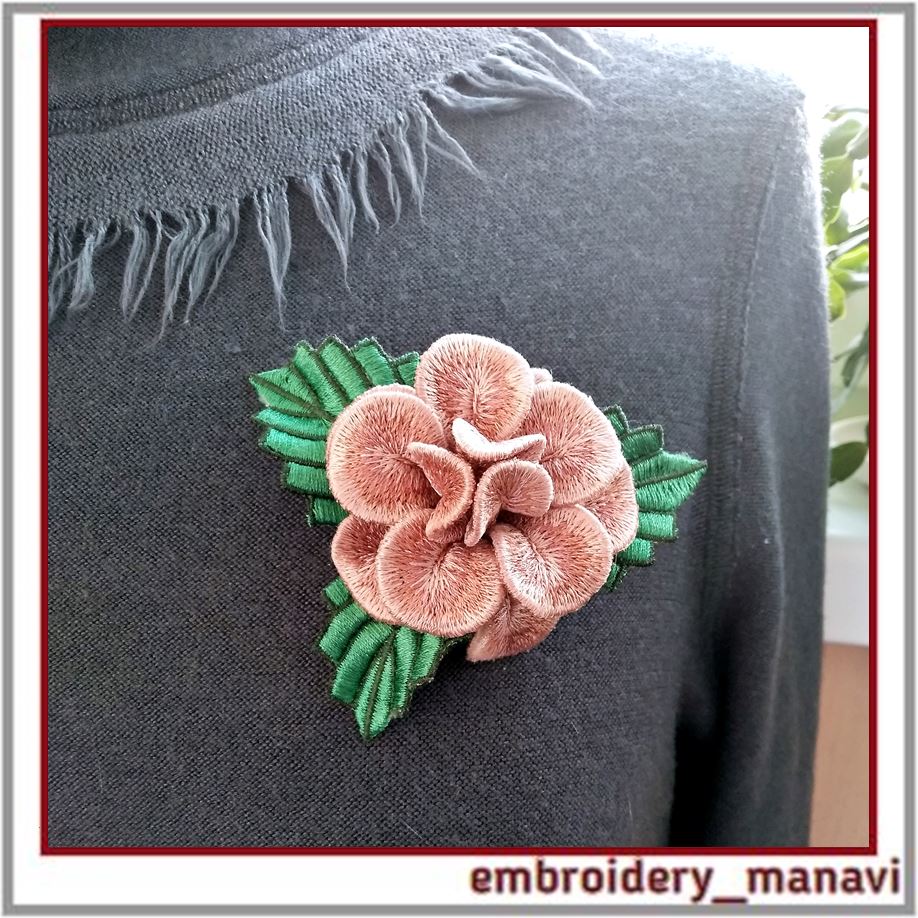 In the hoop Embroidery design 3D flower brooch "Peony". - Inspire Uplift