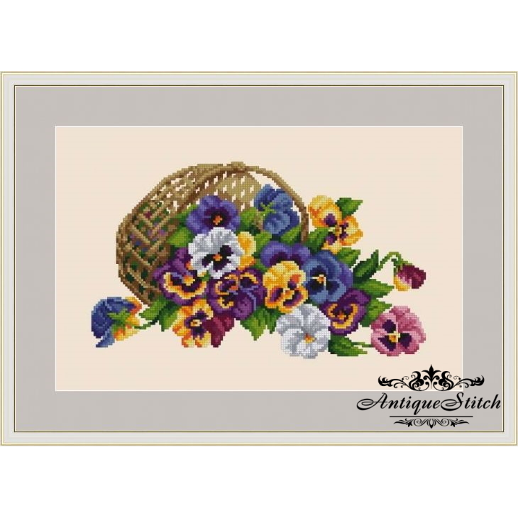 Berlin Woolwork Basket Flowers 01 Cross Stitch Pattern PDF | Inspire Uplift