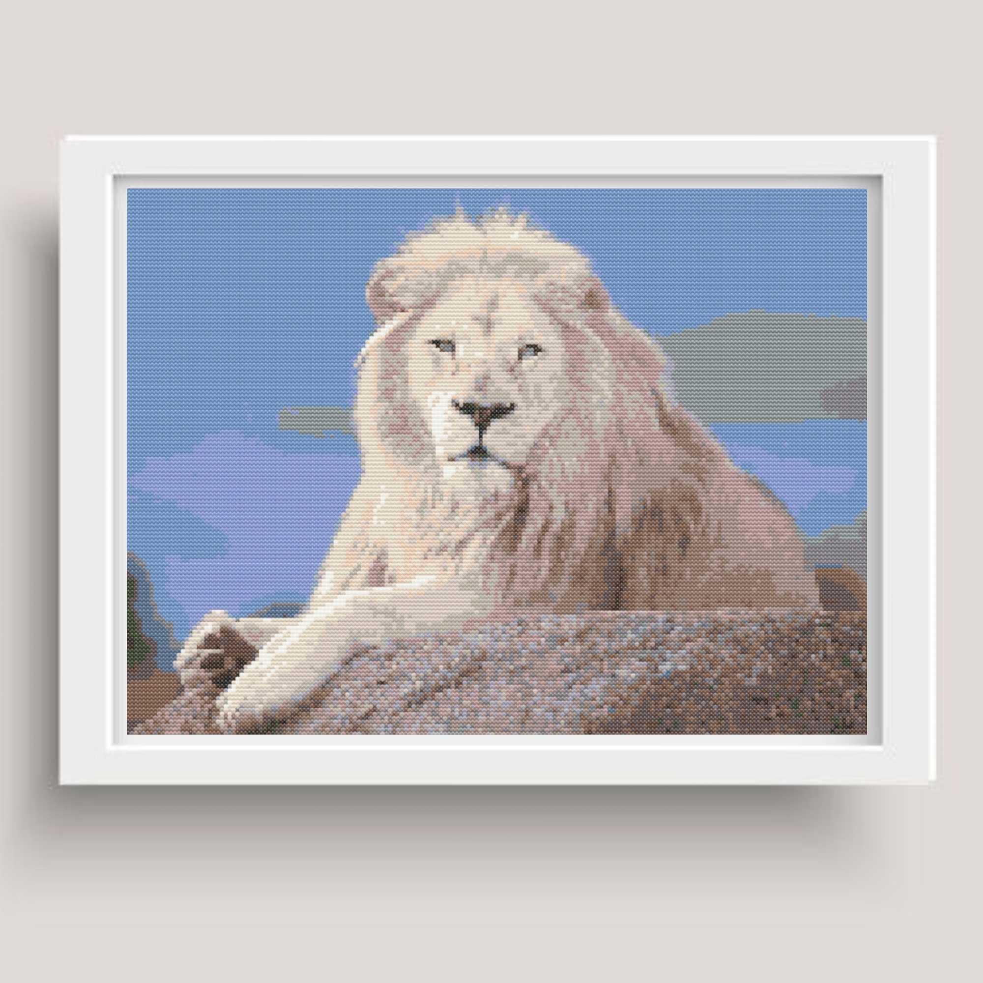 Cross stitch pattern, PDF, White Lion | Inspire Uplift