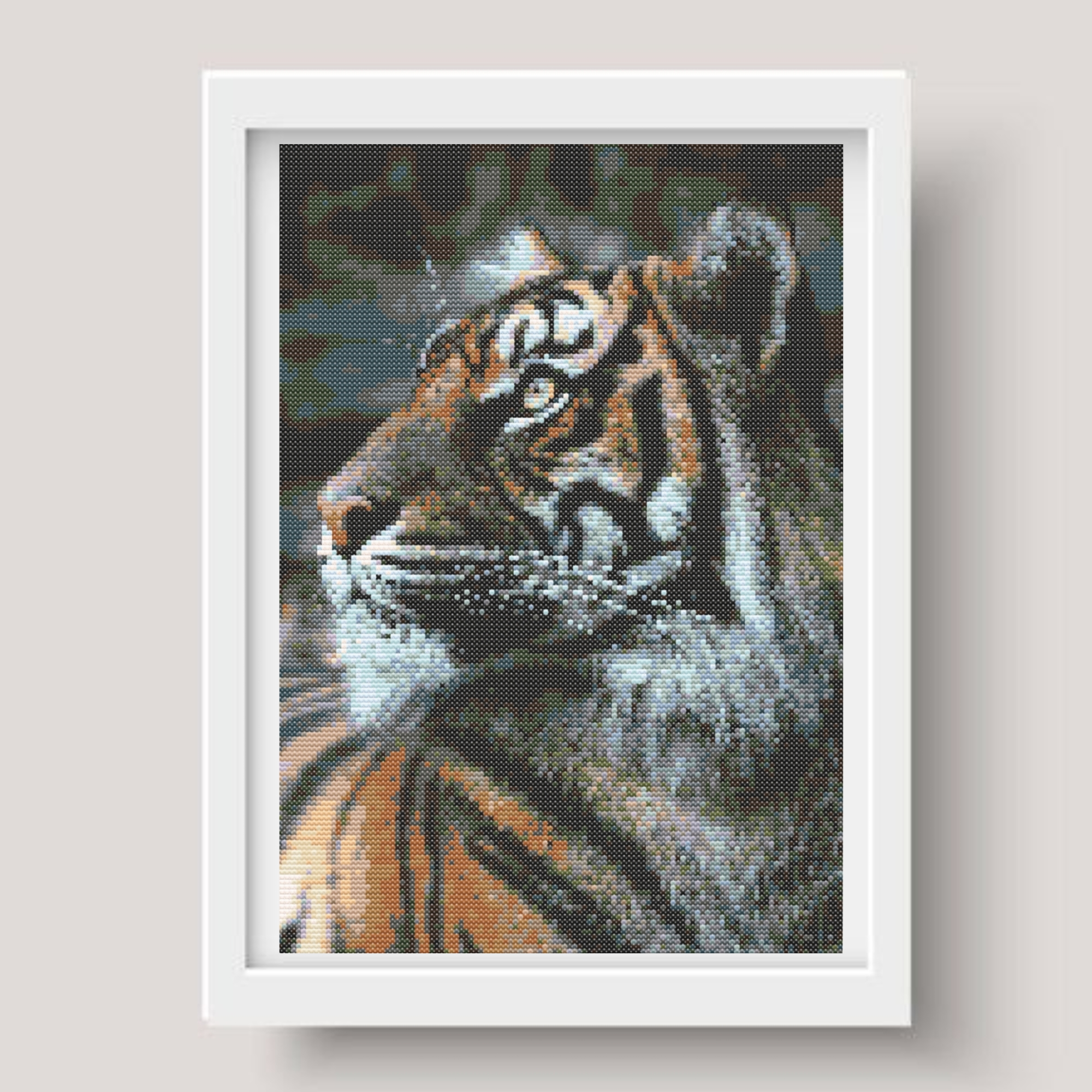 Cross stitch pattern, PDF, Tiger portrait - Inspire Uplift