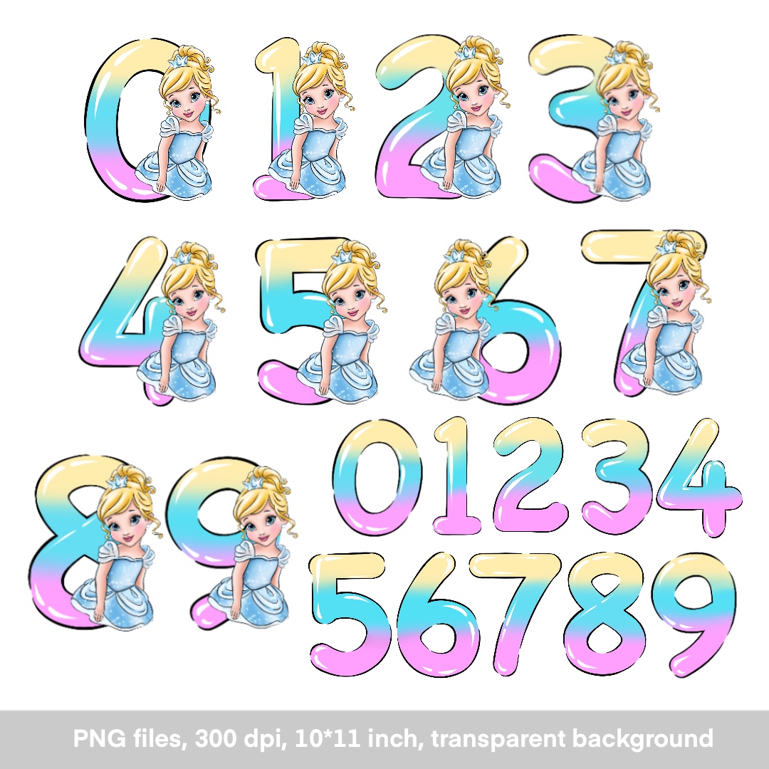 Princess numbers clipart, Numbers design, 2 sets of numbers - Inspire ...