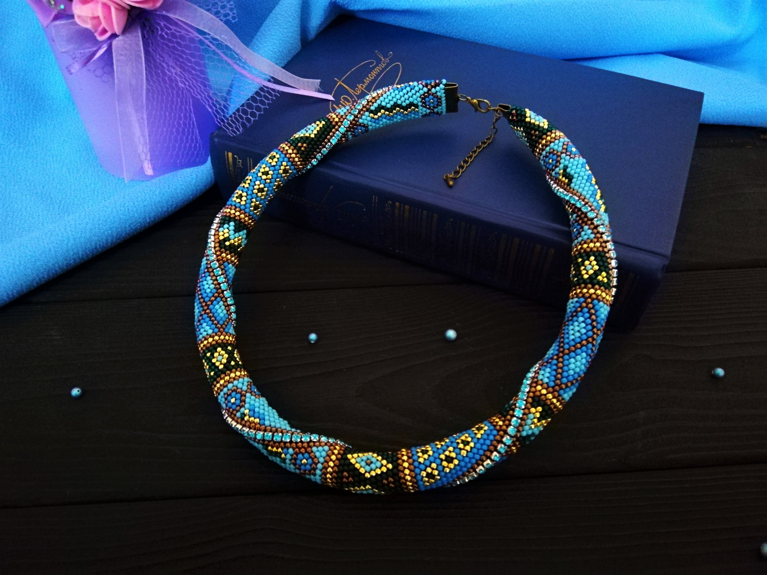 Bead Crochet Rope Necklace , Organic Seed Beaded Necklace - Inspire Uplift