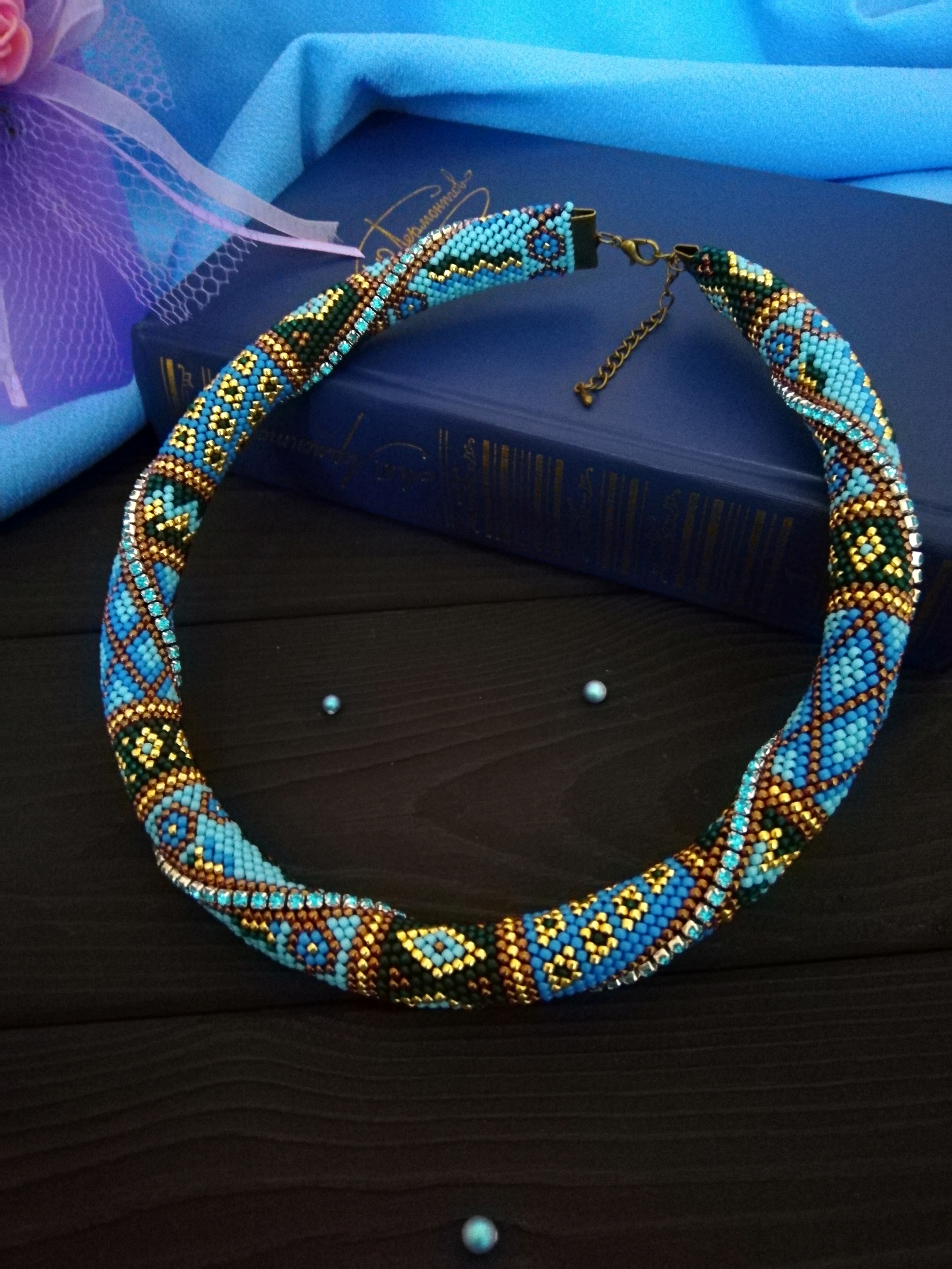 Bead Crochet Rope Necklace , Organic Seed Beaded Necklace - Inspire Uplift