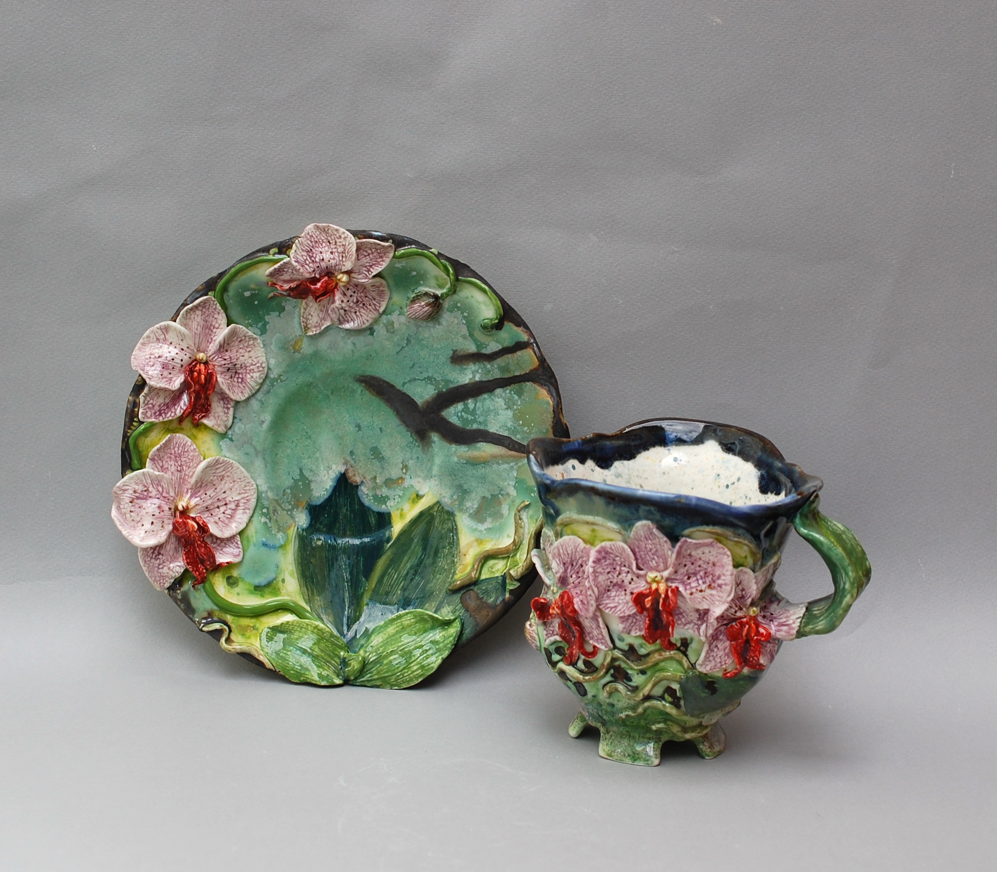 Orchid Tea cup and saucer set Flowers tea set Beautiful porc - Inspire ...