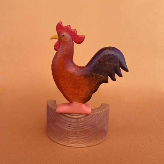 Wooden chicken set "Red" (1 rooster + 3 hens + 3 Baby chicke - Inspire ...
