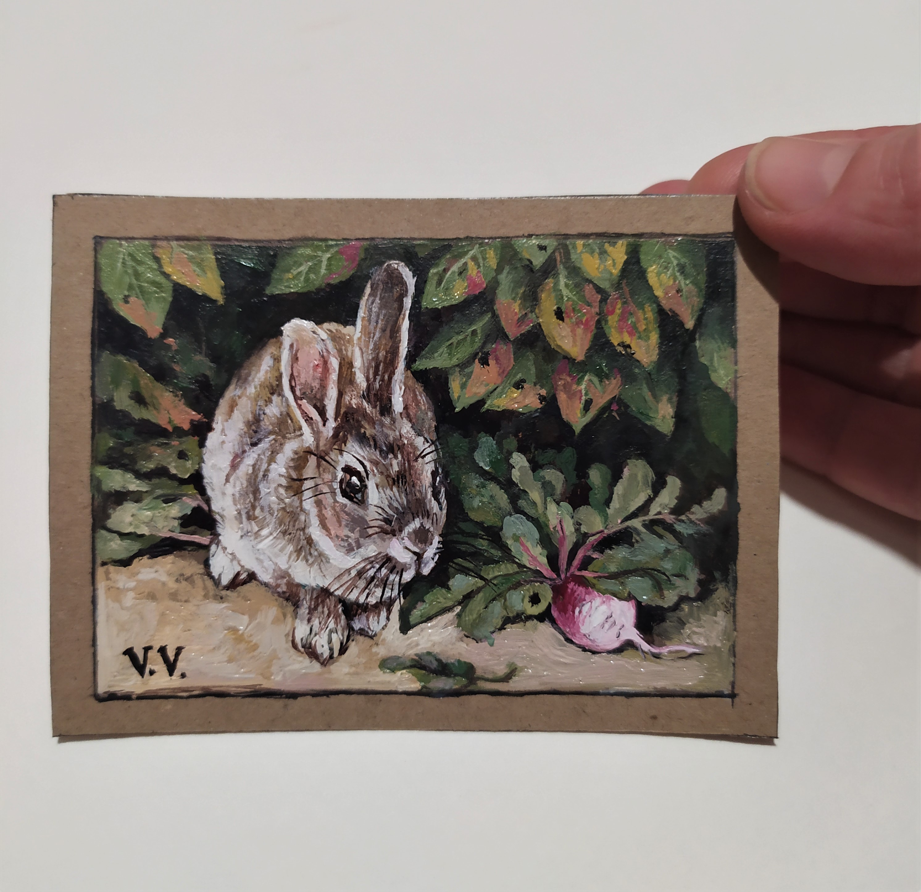 Rabbits painting Aceo original art Artist trading cards Rabb | Inspire ...