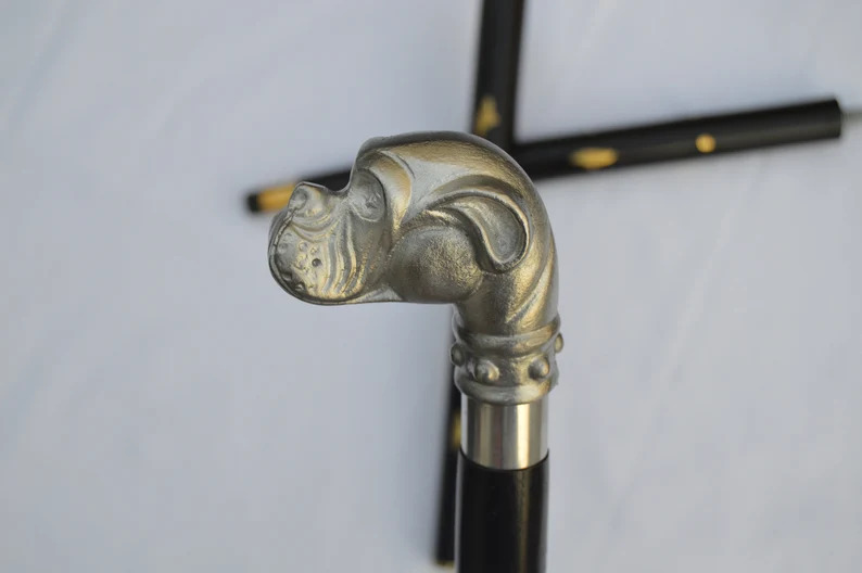 Bull Dog Head Walking Stick - Victorian Cane Bull Dog Alumin - Inspire ...