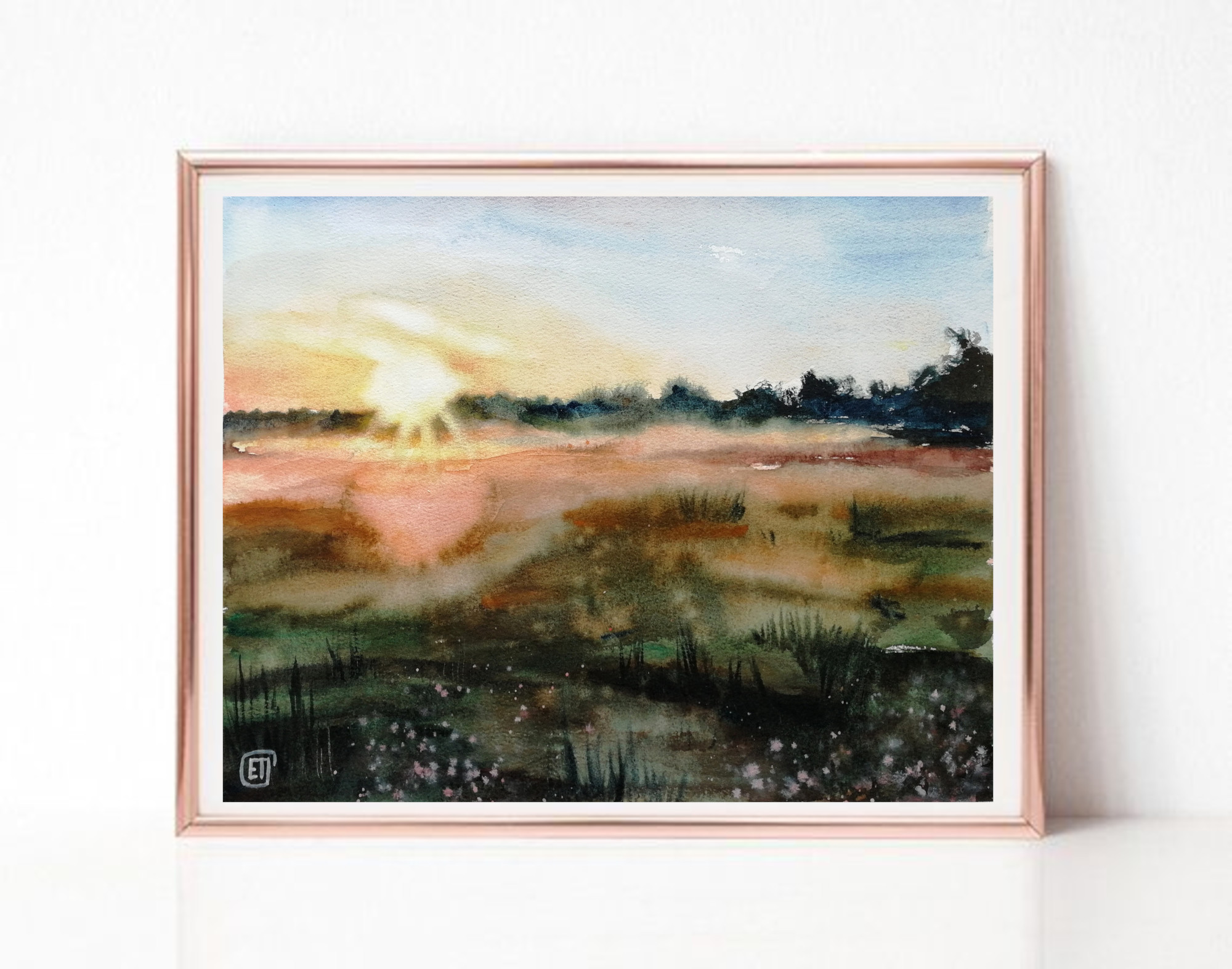Sunset Painting, Neutral Landscape Watercolor Painting, Orig | Inspire ...