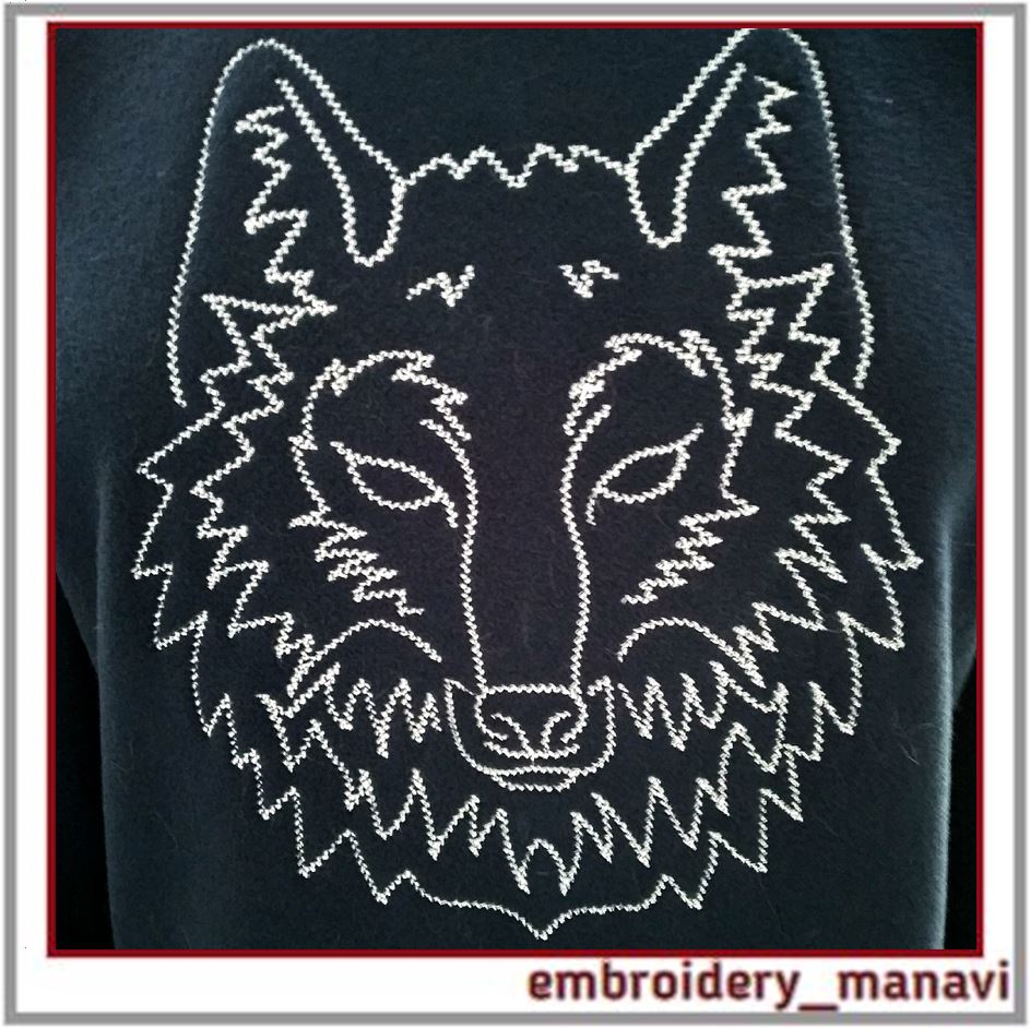 Digital machine embroidery design Wolf. 2 sizes. - Inspire Uplift