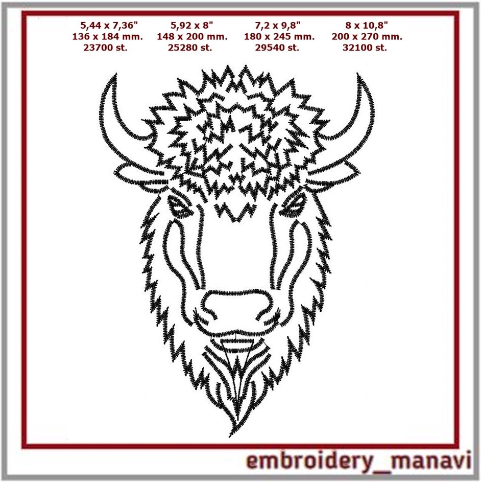 Bull head. Digital Machine Embroidery Design. - Inspire Uplift