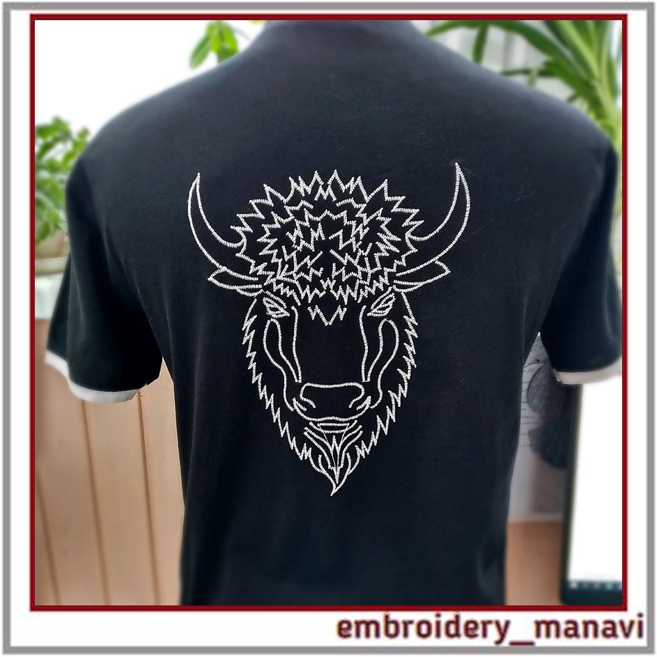 Bull head. Digital Machine Embroidery Design. - Inspire Uplift