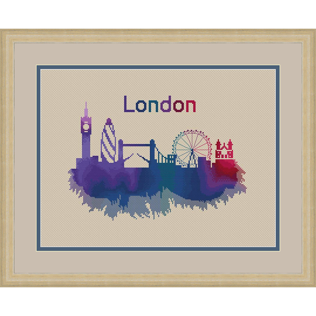 London Cross Stitch Pattern, Modern Cross Stitch PDF - Inspire Uplift