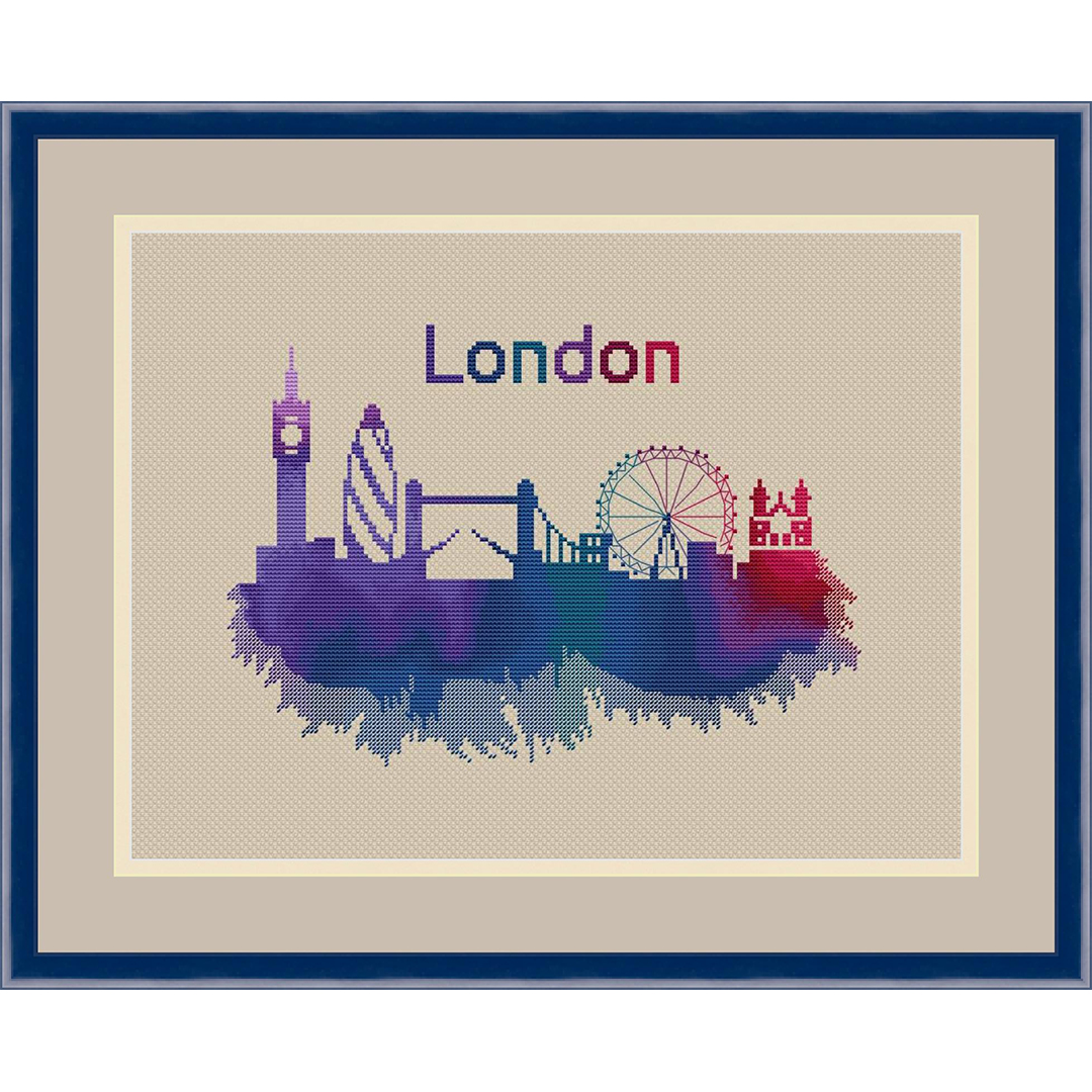 London Cross Stitch Pattern, Modern Cross Stitch PDF - Inspire Uplift