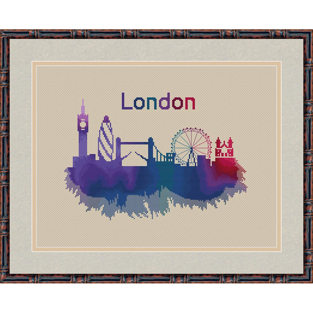 London Cross Stitch Pattern, Modern Cross Stitch PDF - Inspire Uplift
