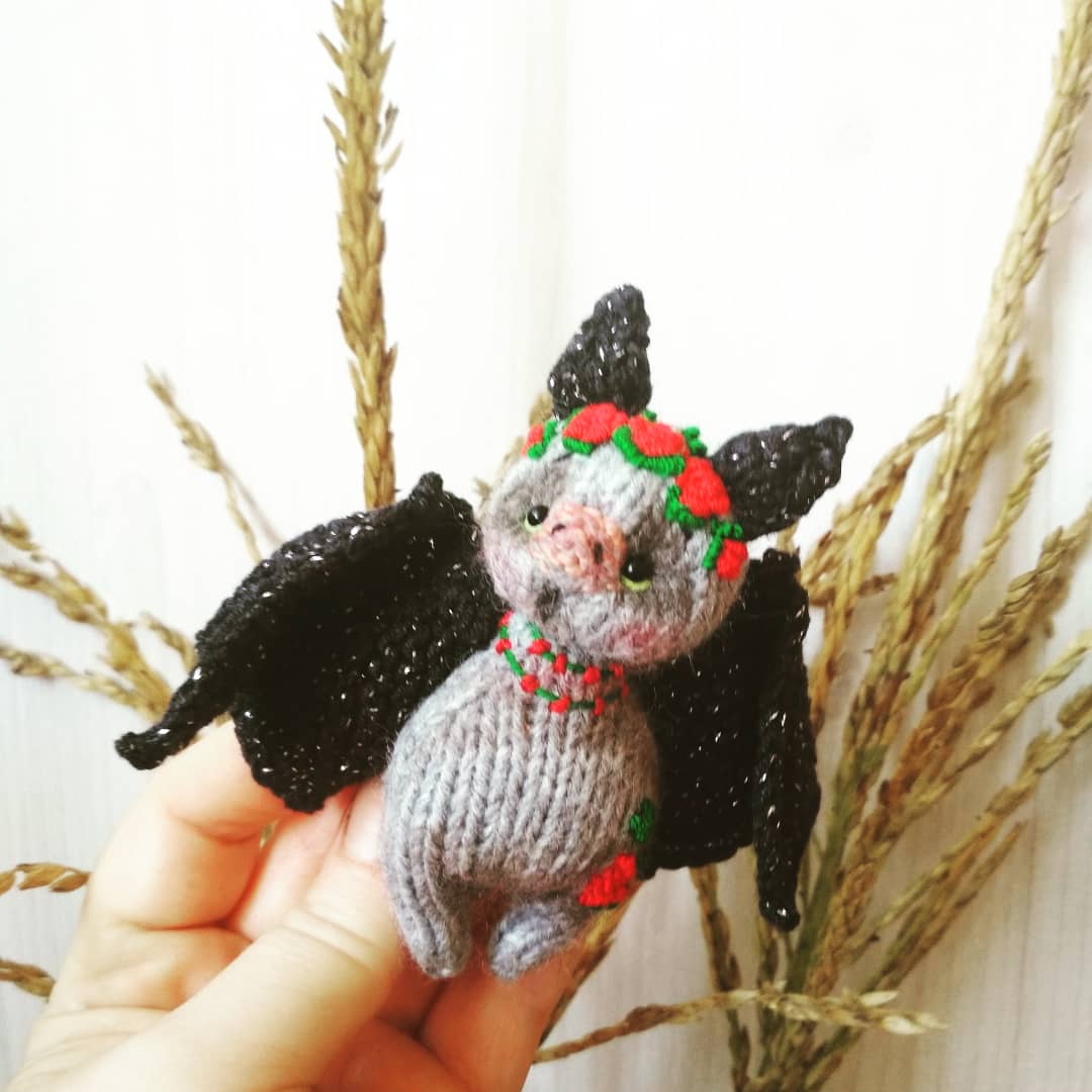 Stuffed plush toy bat. Mexican handmade toy bat. Knitted bat - Inspire ...