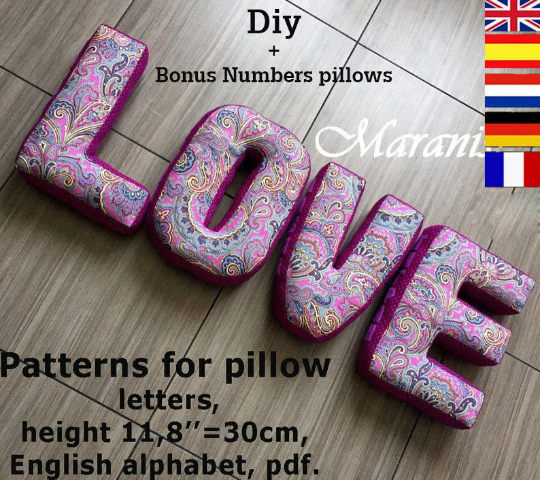 Letter pillows pattern,pdf, Alphabet nursery decor, English - Inspire ...