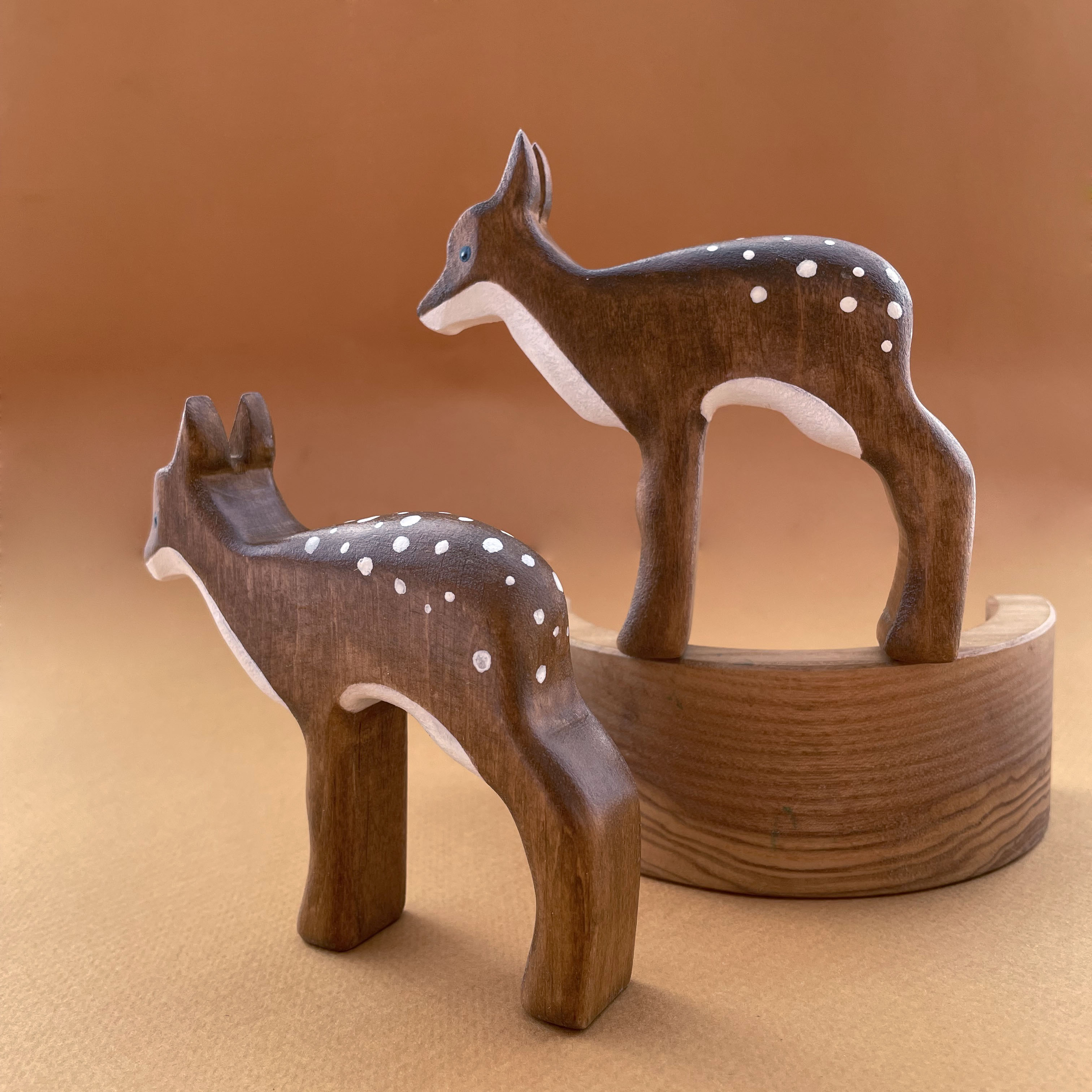 Wooden Deer and Fawn set (2 pcs) - Fawn figurine - Wooden an - Inspire ...