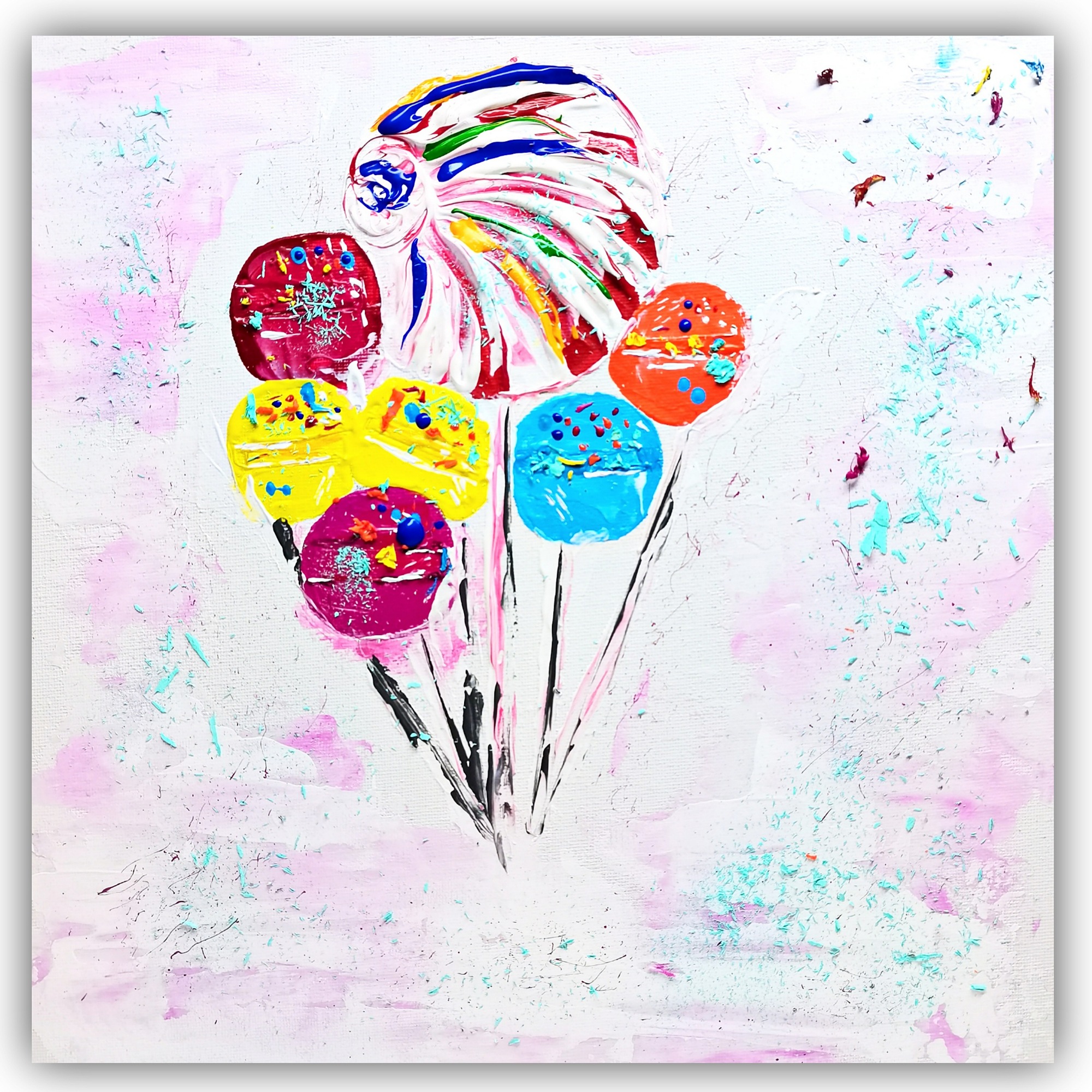 Lollipop Painting Dessert Original Art Sweet Wall Art Candy - Inspire ...