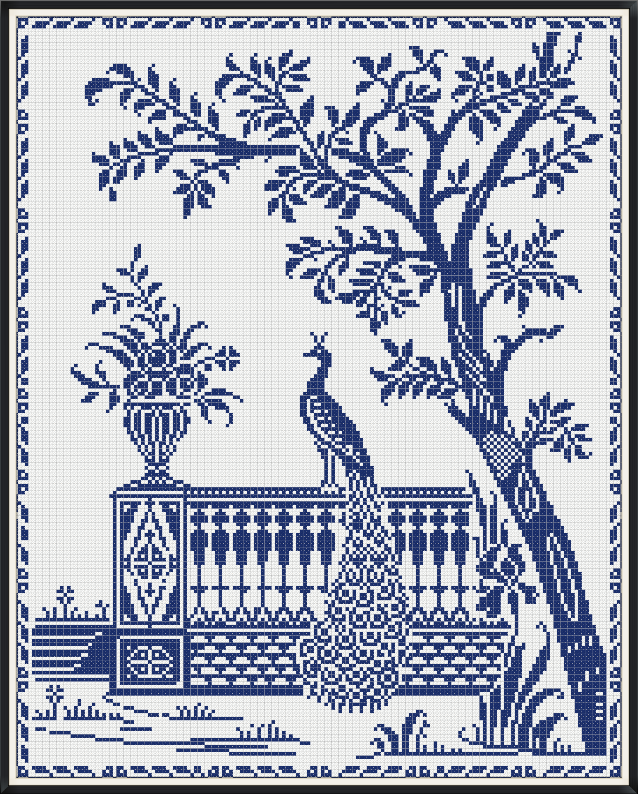 Monochrome cross stitch / Vintage digital pattern pdf / Peac | Inspire ...