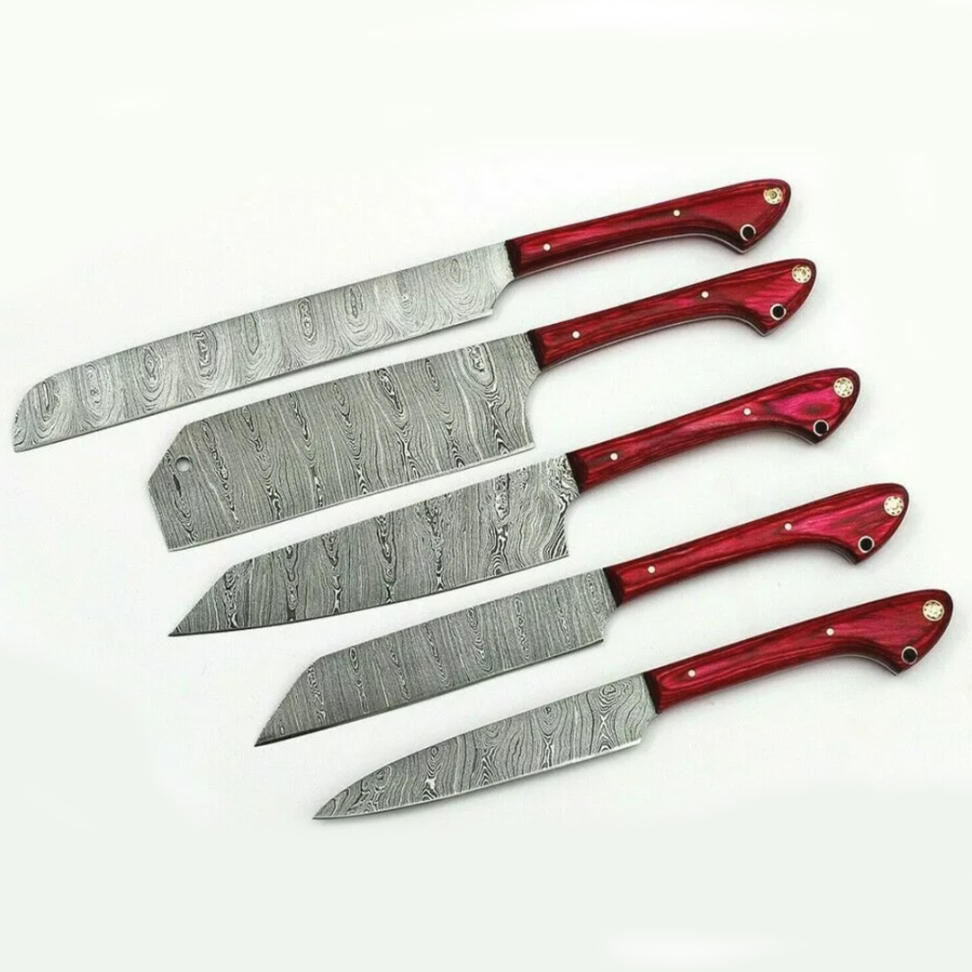 Handmade Forged Damascus Steel Chef Knives Set Kitchen Knive - Inspire ...