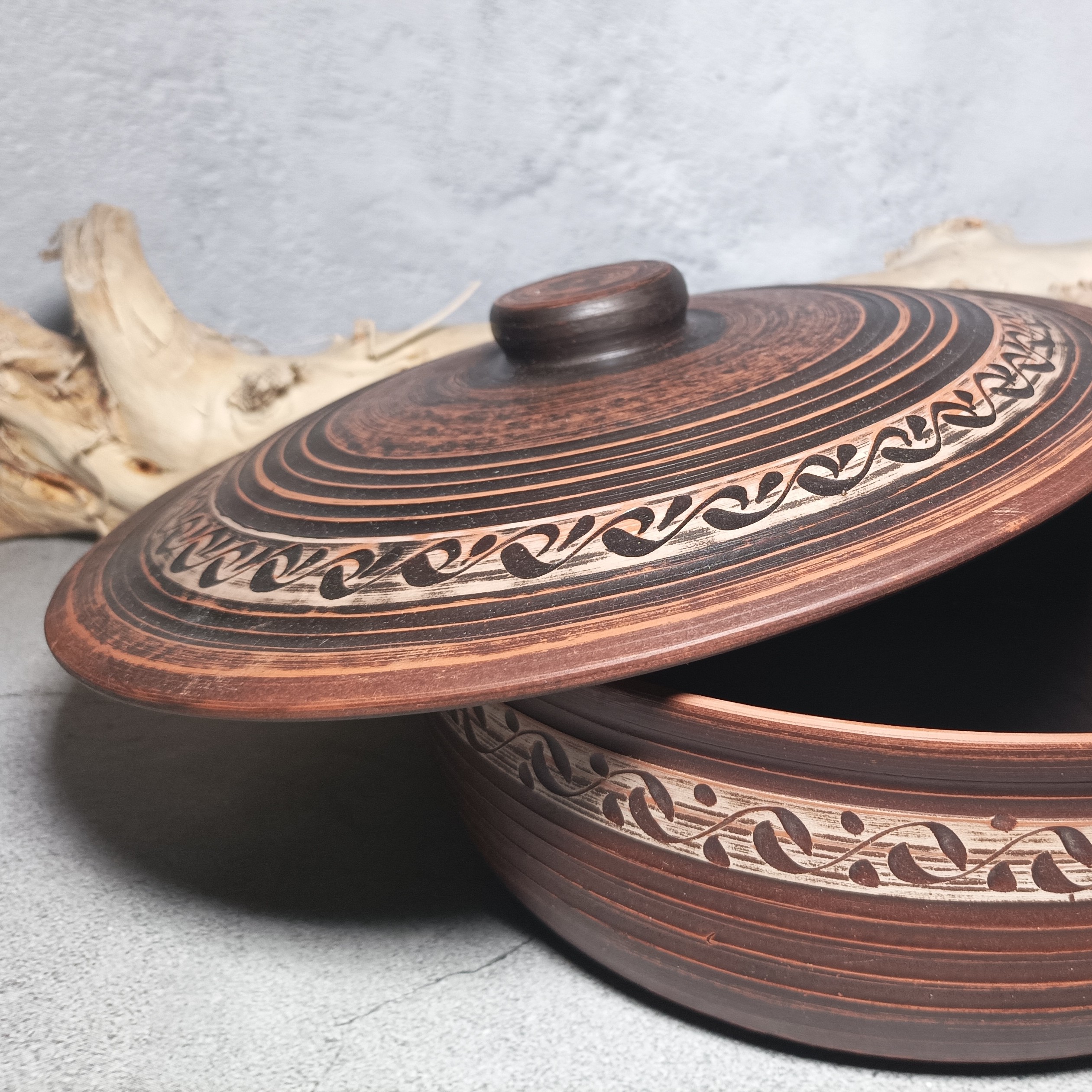 Pottery frying pan diameter 9.84 inch Handmade red clay Cla - Inspire ...