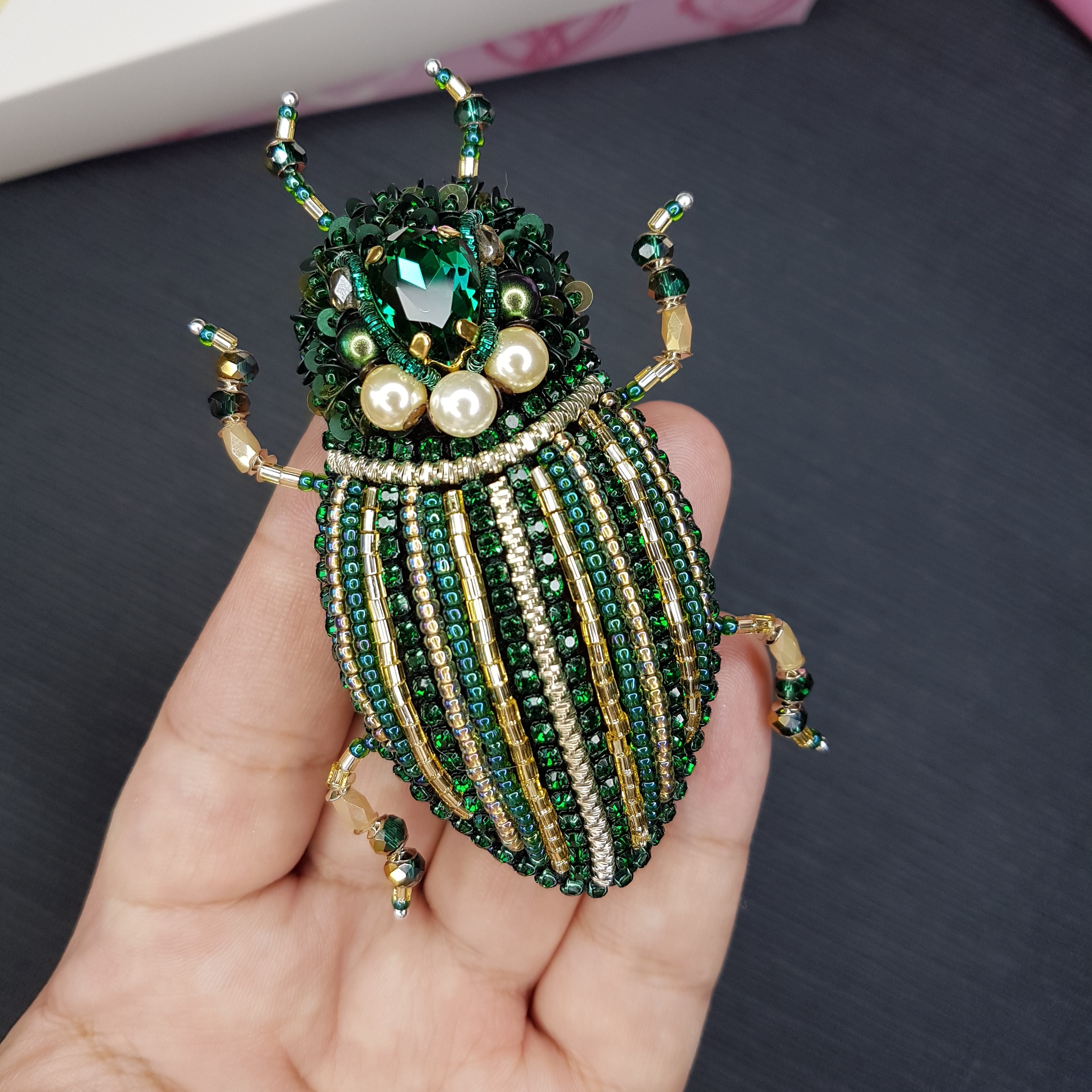 Bug brooch, Embroidery beaded brooch, Beetle brooch pin, ins - Inspire ...