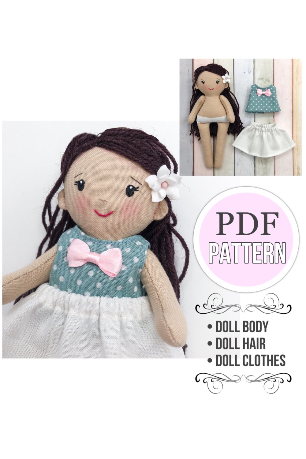 Rag Doll Sewing Pattern, Pdf Doll Sewing Tutorial, Easy Doll With ...