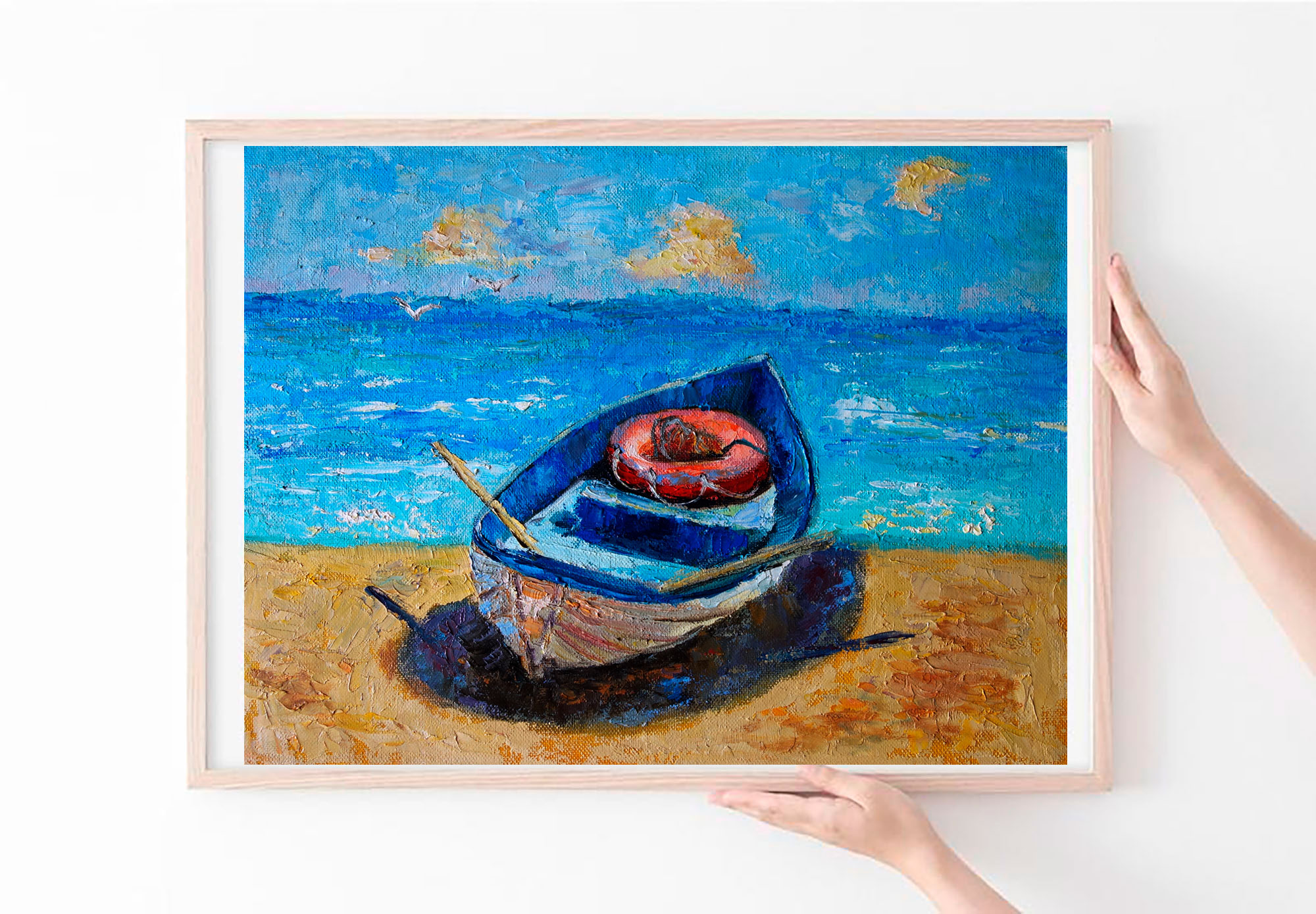 Fishing Boat Oil Painting Seascape Original Art Nautical Art - Inspire ...