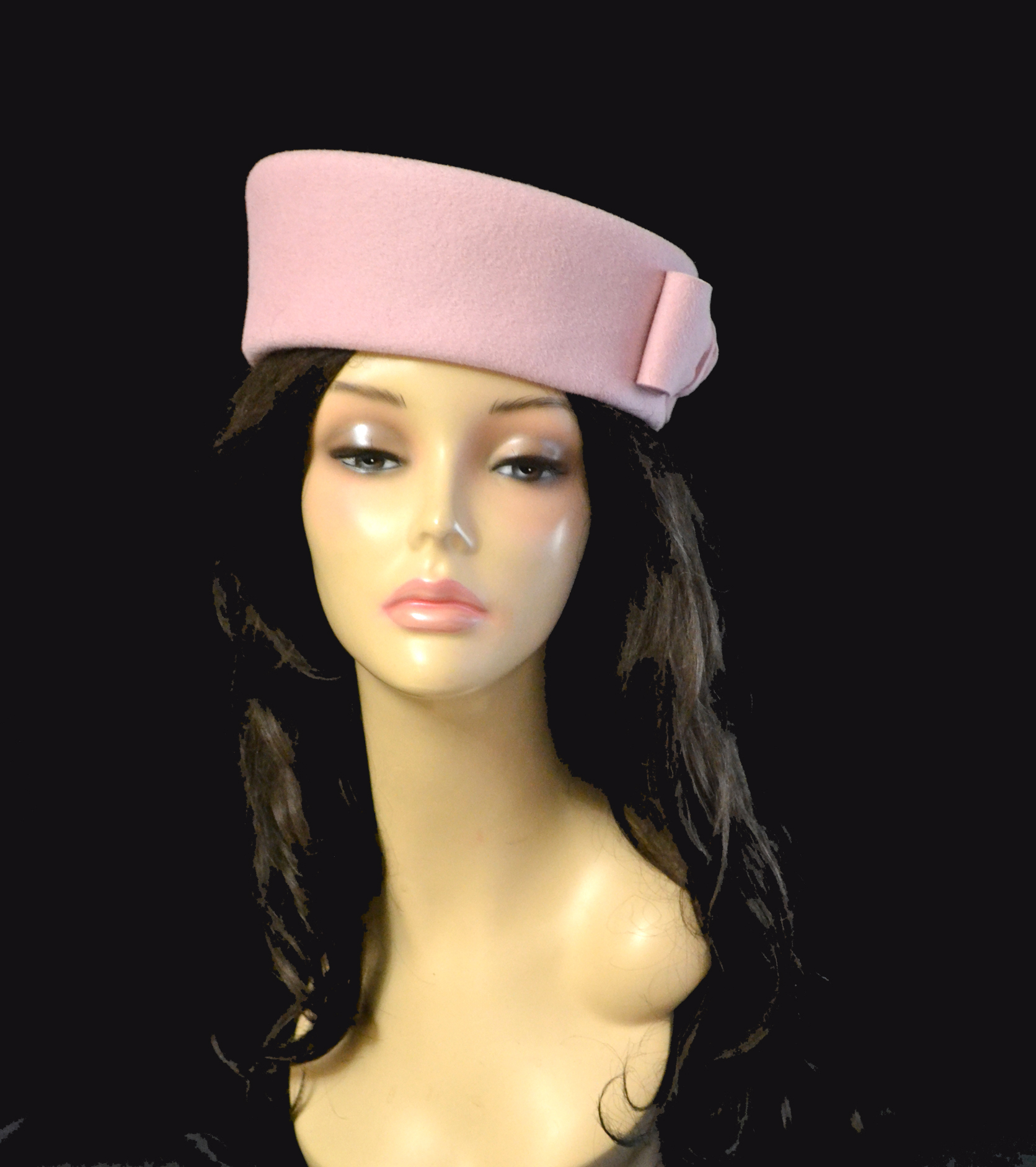 pink pillbox hat,pink winter hat,pink felt hat, guest weddin | Inspire ...