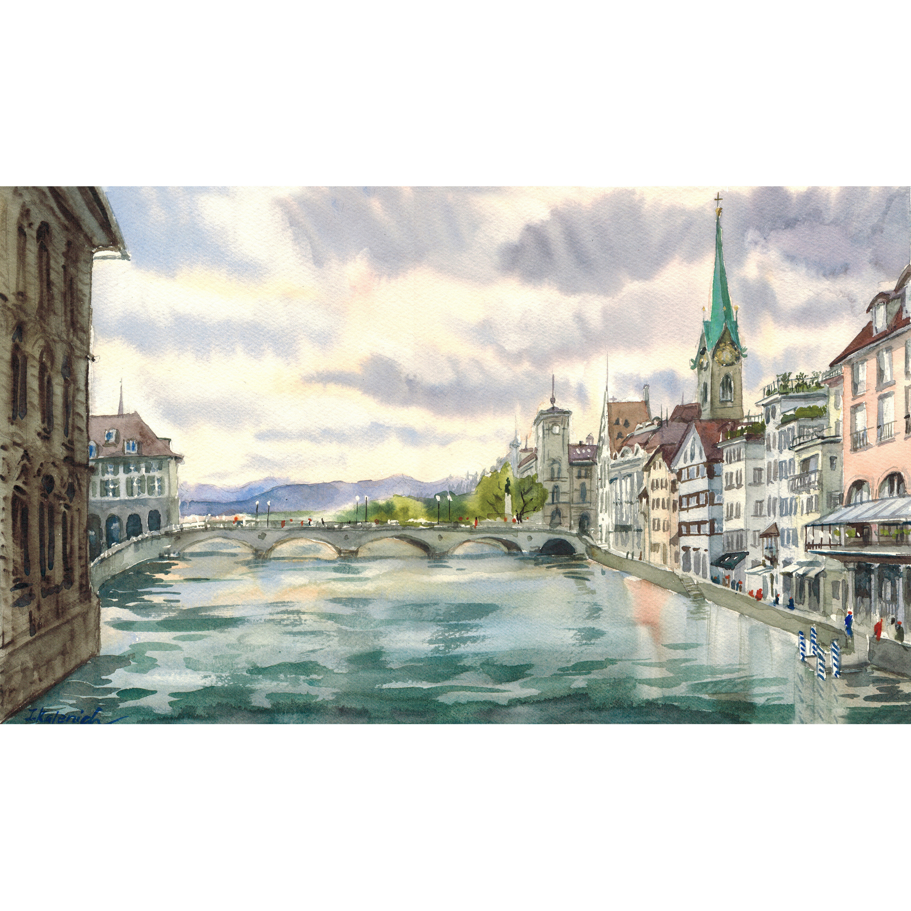 View on Zurich from the bridge. Switzerland landscape. Origi | Inspire ...