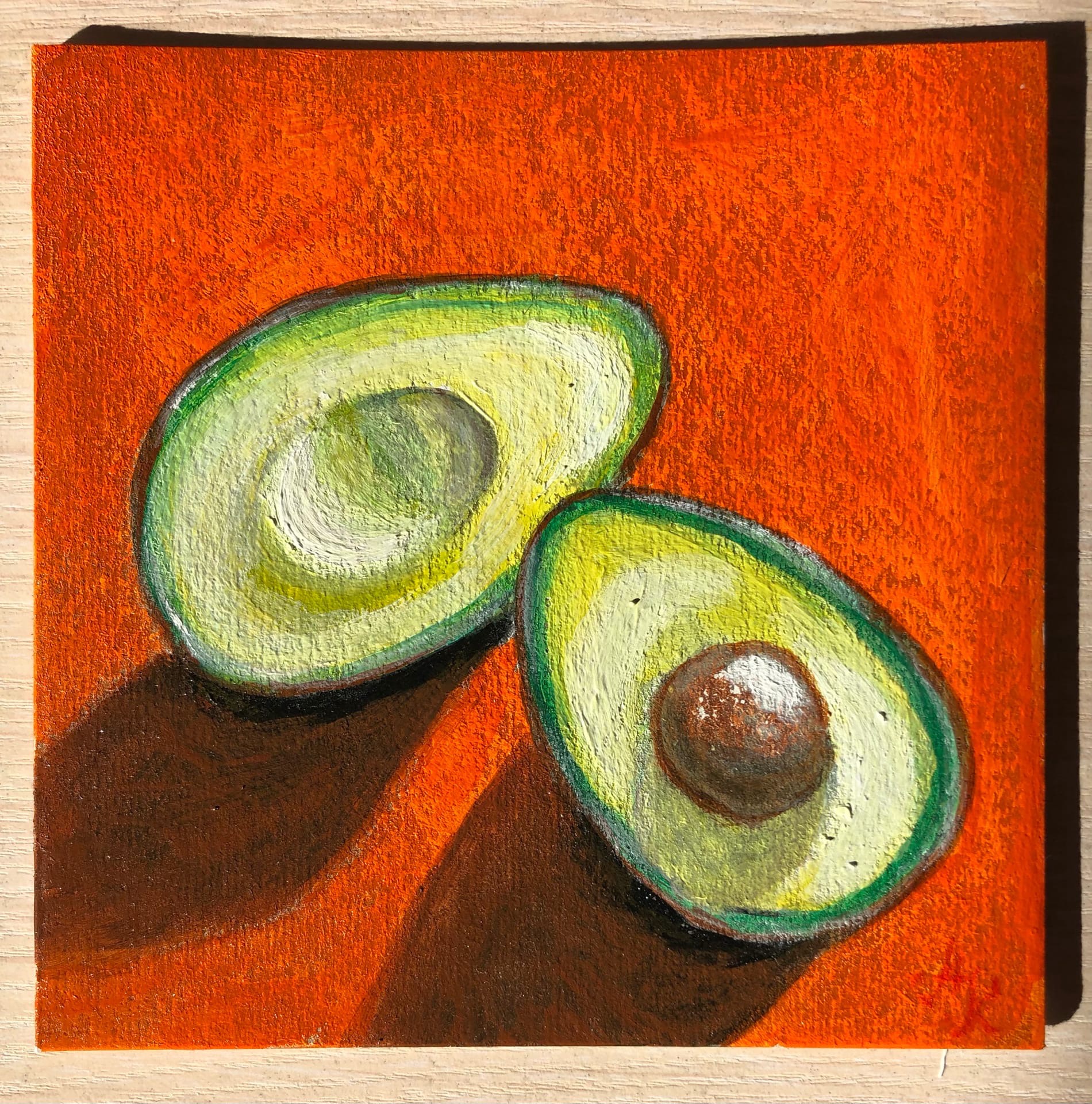 Original Acrylic Painting Avocado Still Life Mini Wall - Inspire Uplift