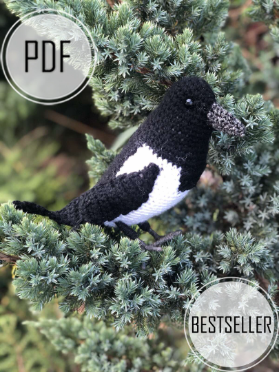 Magpie pattern, Magpie gift diy, crochet magpie bird toy tut - Inspire ...