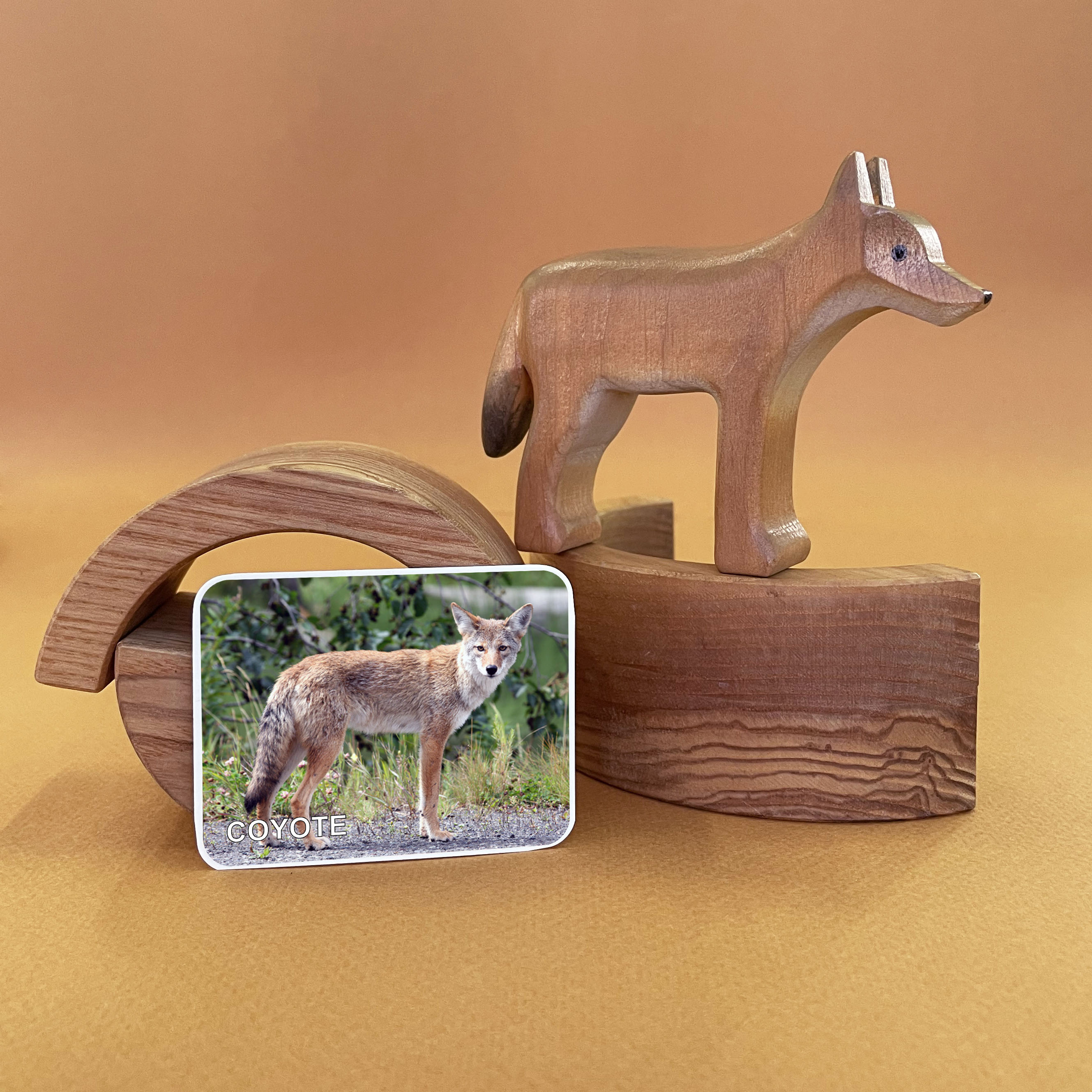 Wooden Coyote figurine - Wooden toy - Wooden animals - Inspire Uplift