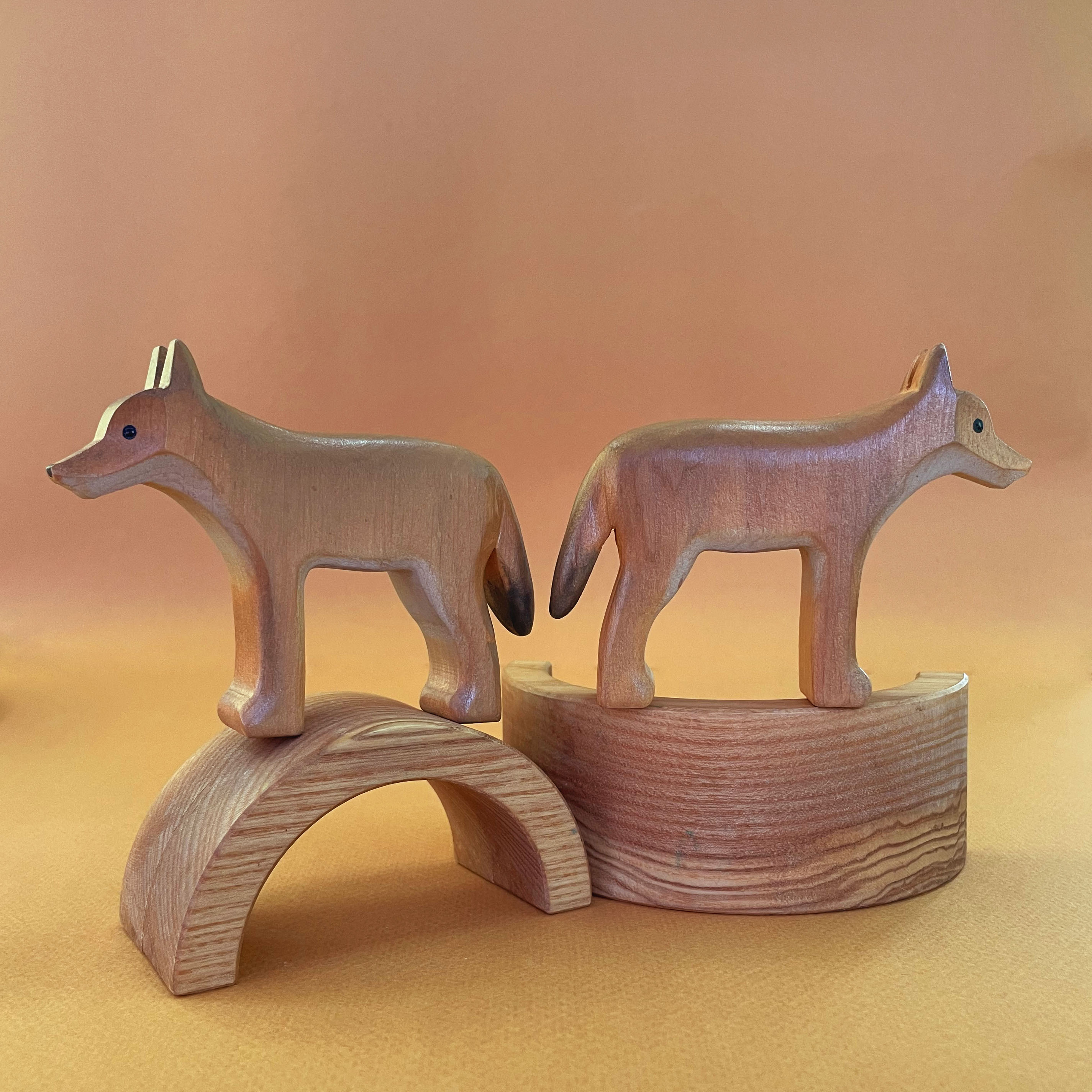 Wooden Coyote figurine - Wooden toy - Wooden animals - Inspire Uplift