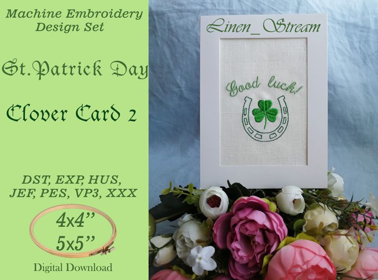 Clover Card 2 Machine embroidery design in 7 formats and 2 s - Inspire ...
