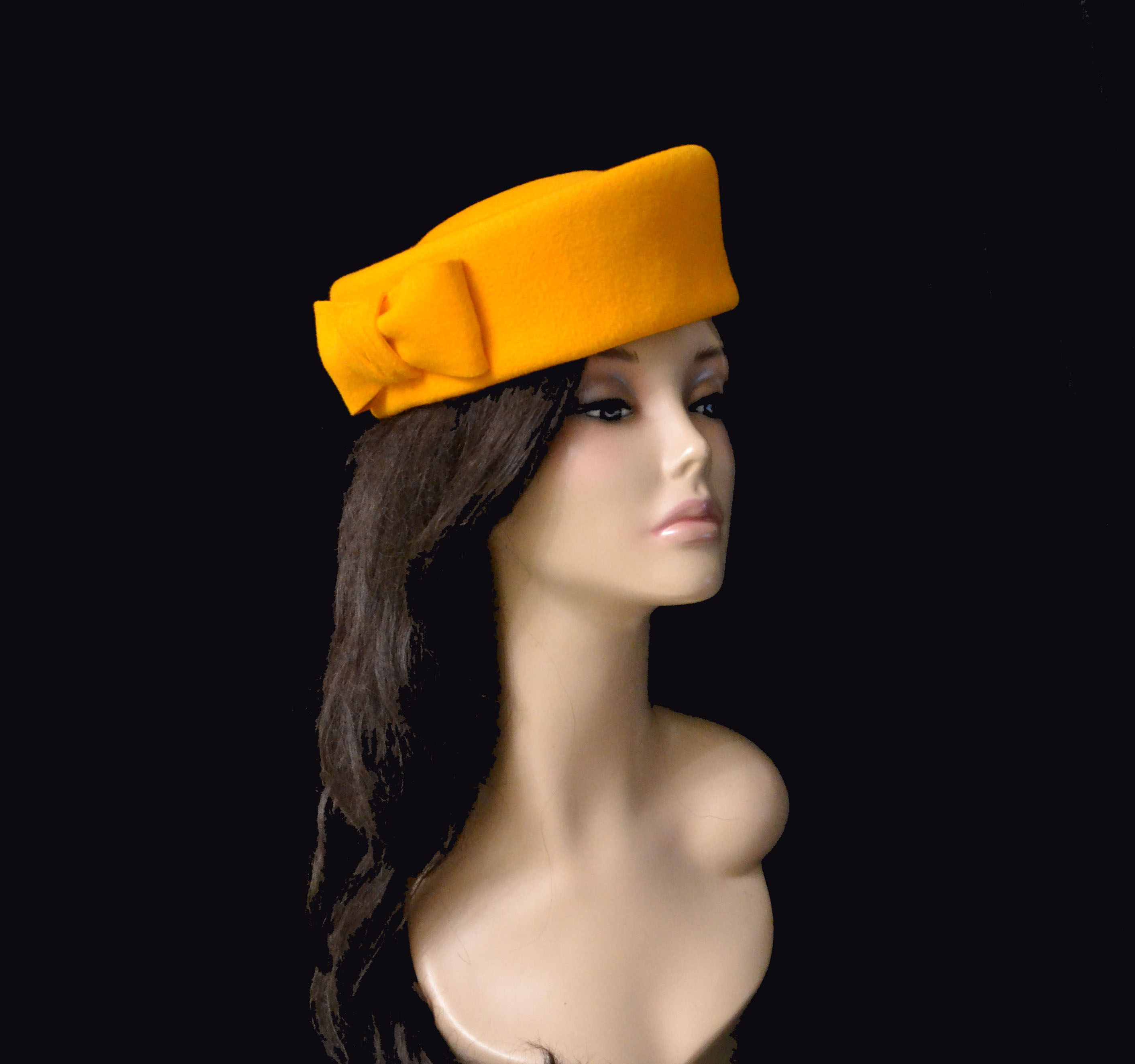 orange pillbox hat, orange winter hat, orange felt hat, oran - Inspire ...