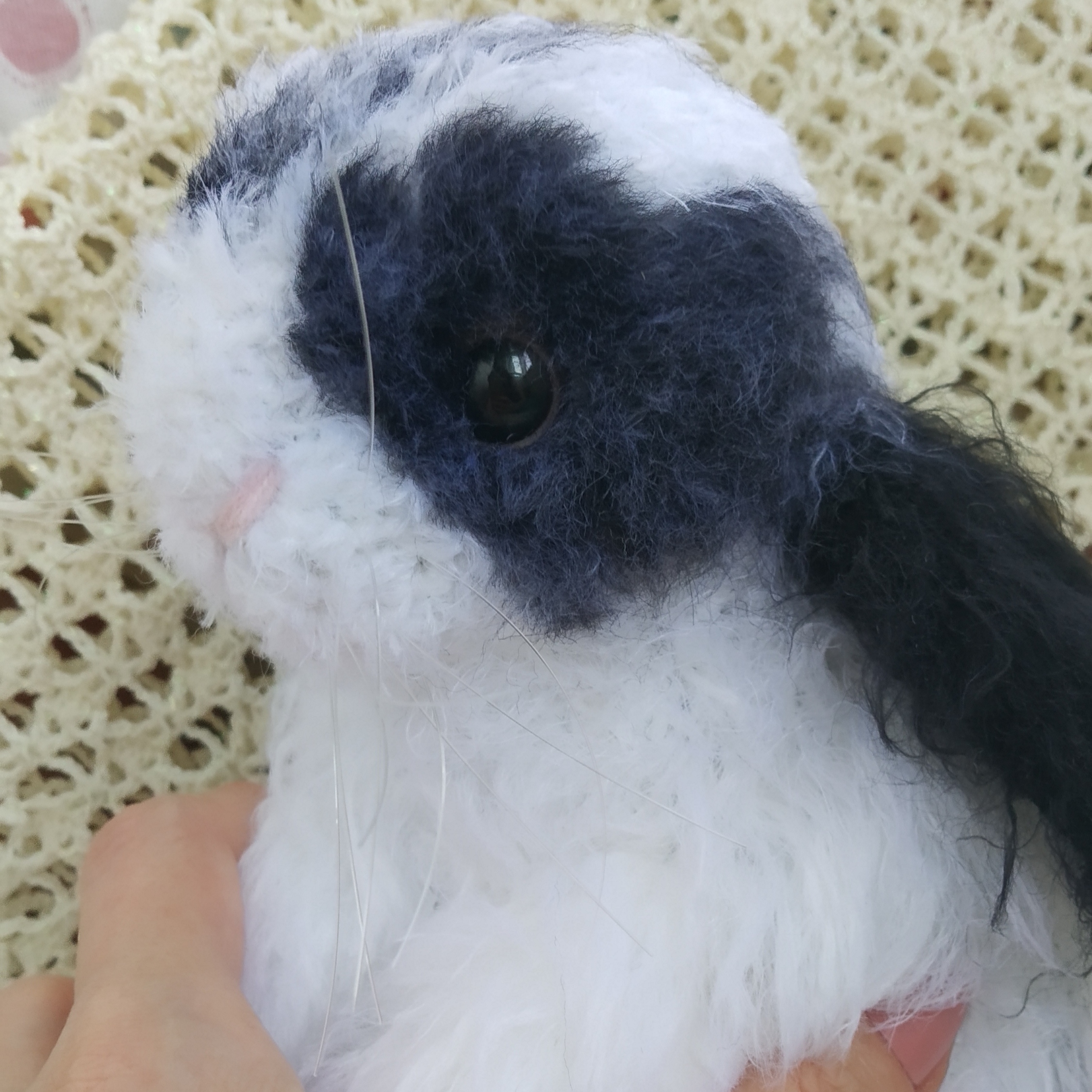 Realistic stuffed rabbit, black and white rabbit pet replica - Inspire ...