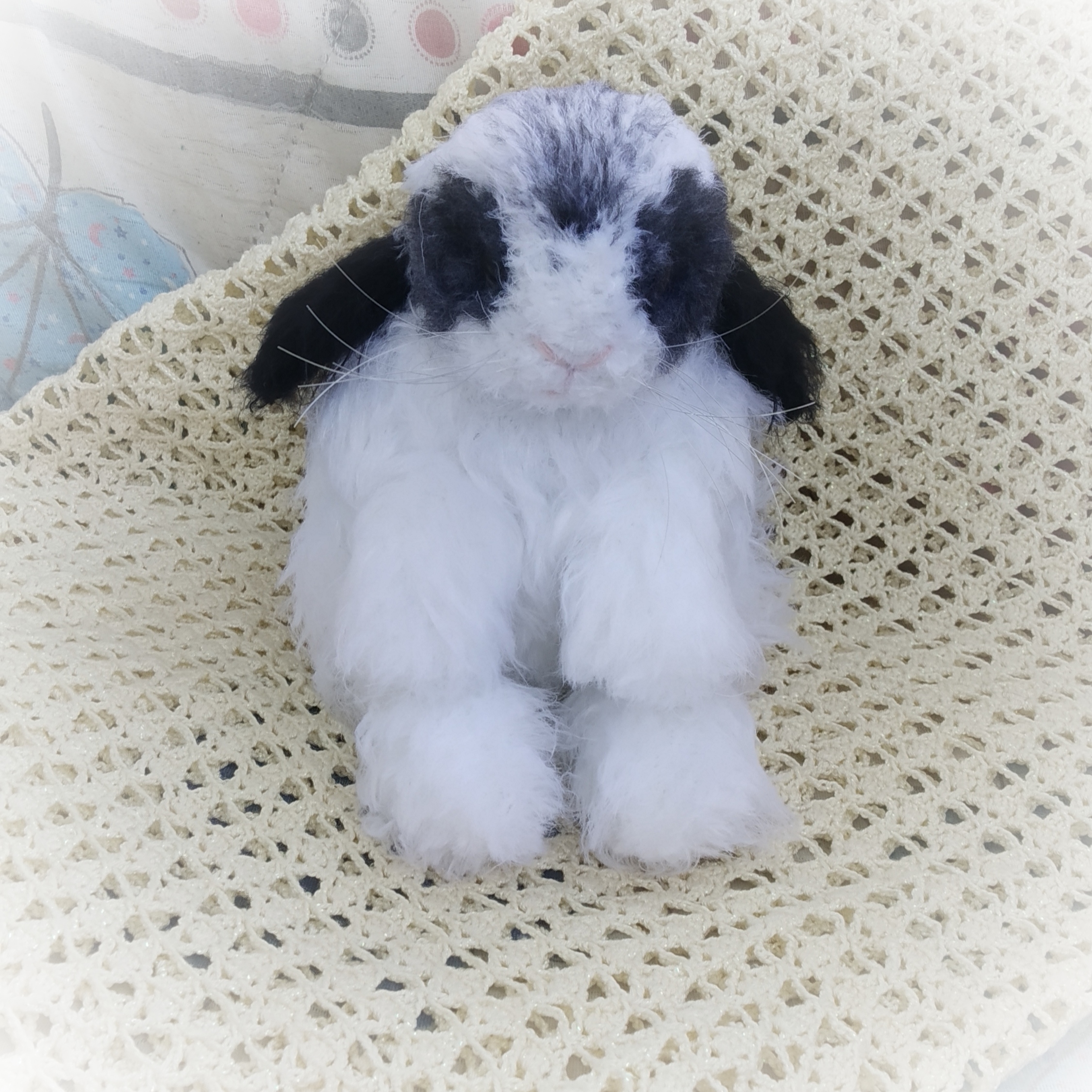 Realistic stuffed rabbit, black and white rabbit pet replica - Inspire ...