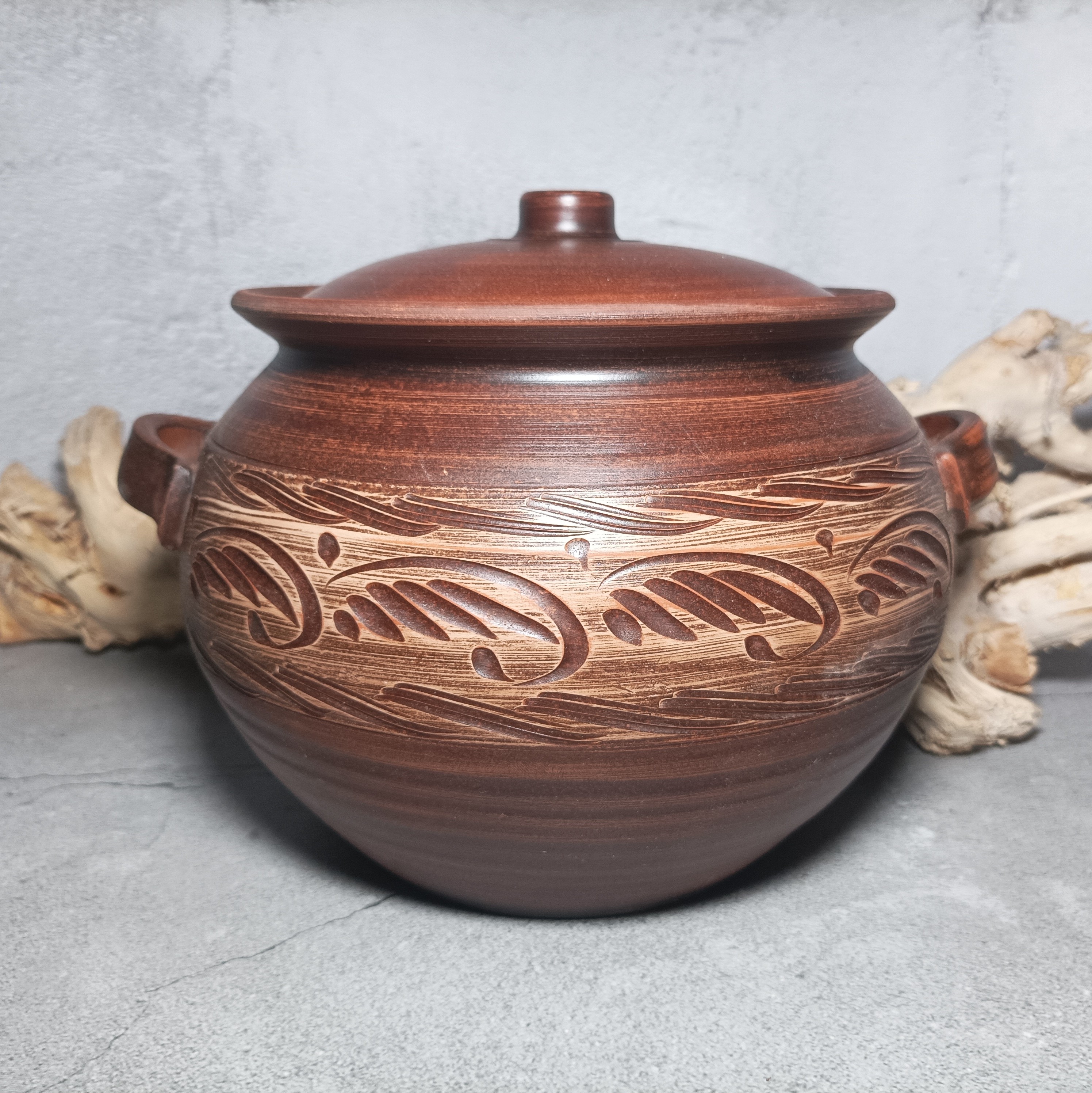 Pottery casserole 5000 ml Handmade red clay Cooking Pot - Inspire Uplift