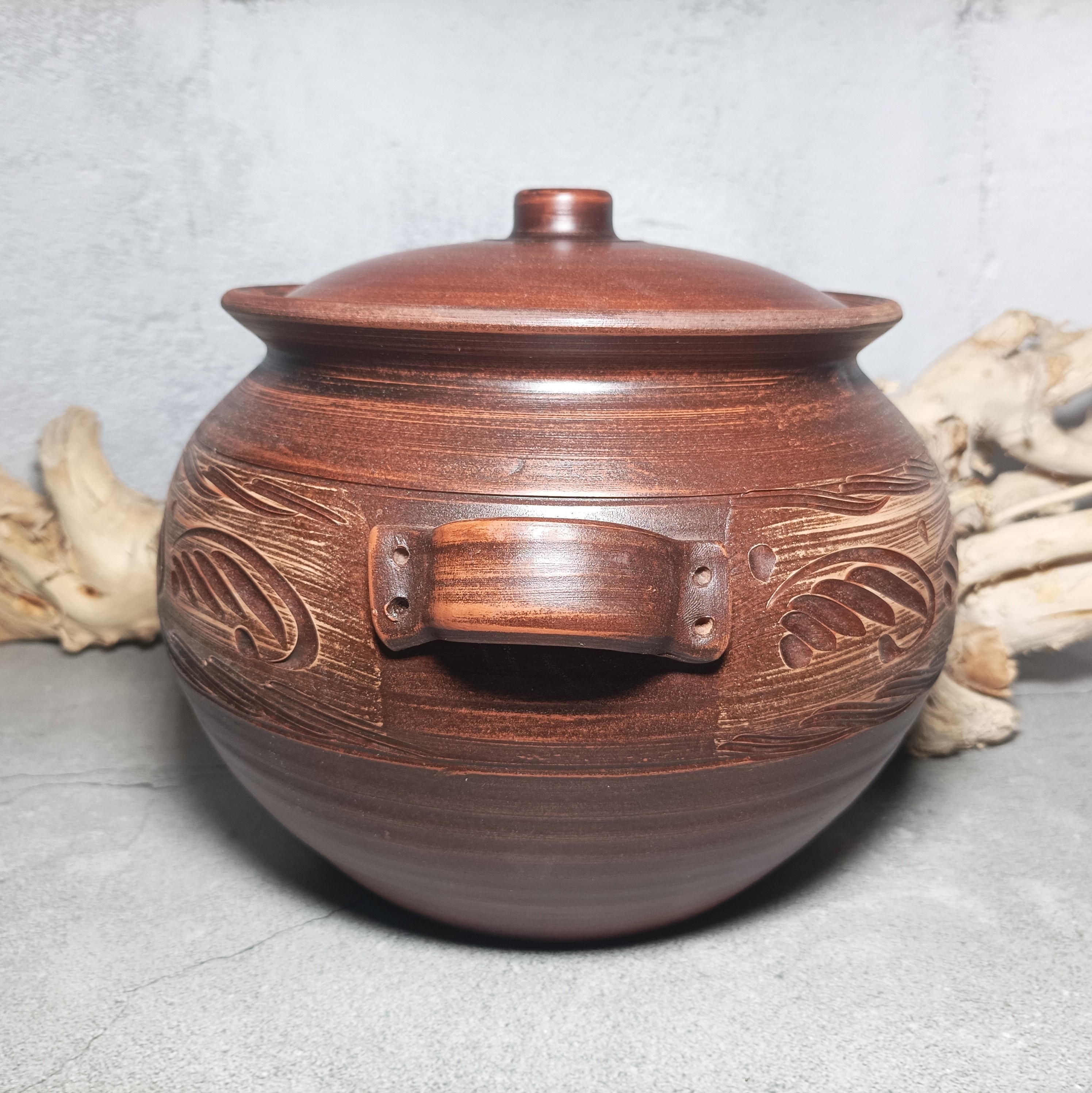 Pottery casserole 5000 ml Handmade red clay Cooking Pot - Inspire Uplift