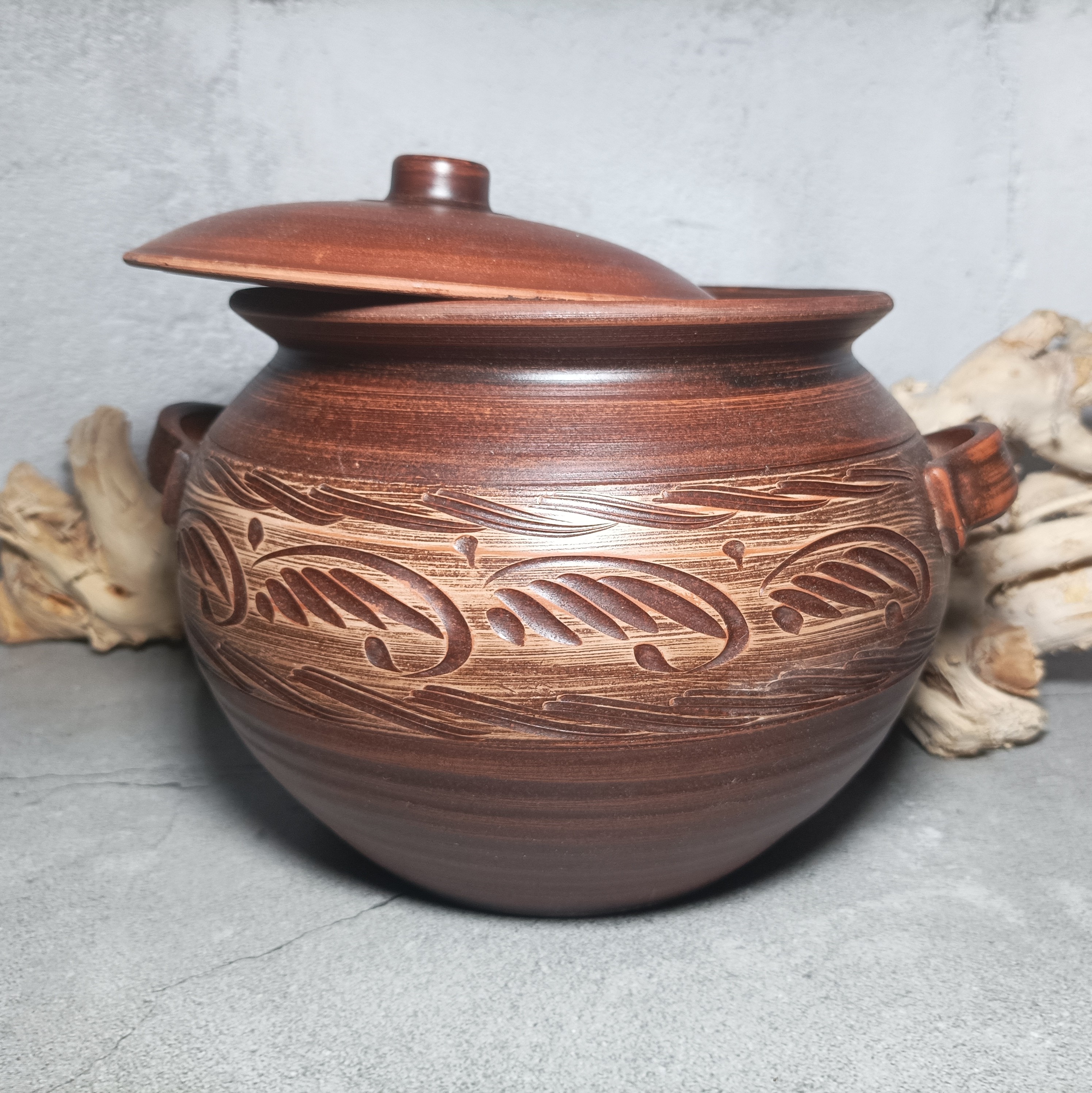 Pottery casserole 5000 ml Handmade red clay Cooking Pot - Inspire Uplift