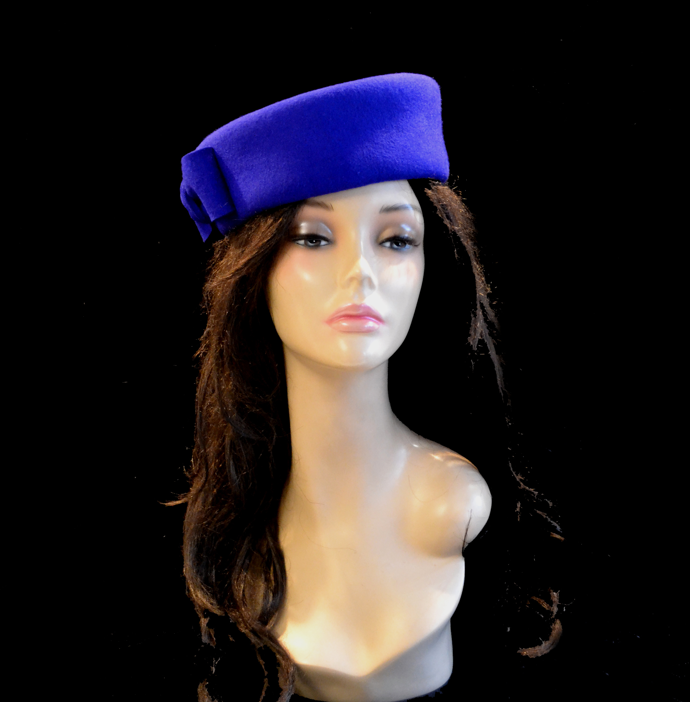 royal blue pillbox hat, royal blue winter hat, blue felt hat - Inspire ...