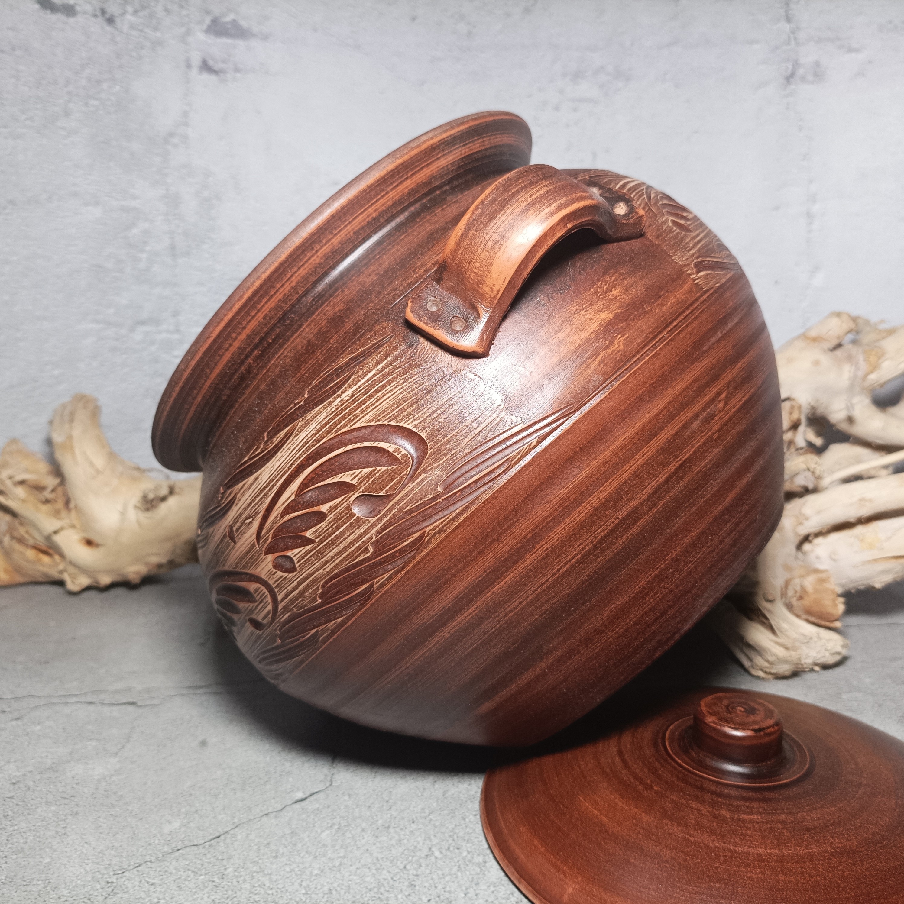 Pottery casserole 5000 ml Handmade red clay Cooking Pot - Inspire Uplift