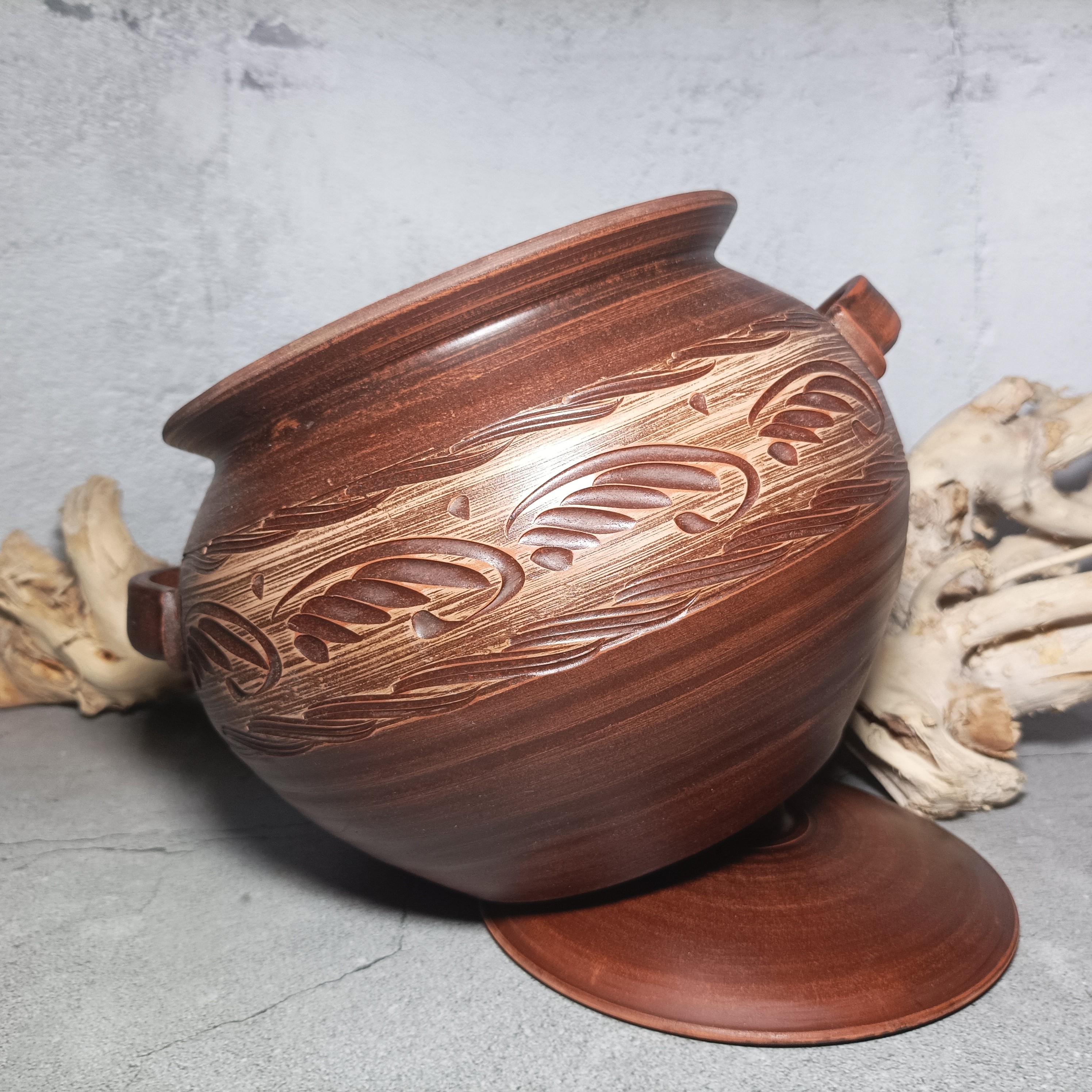 Pottery casserole 5000 ml Handmade red clay Cooking Pot - Inspire Uplift