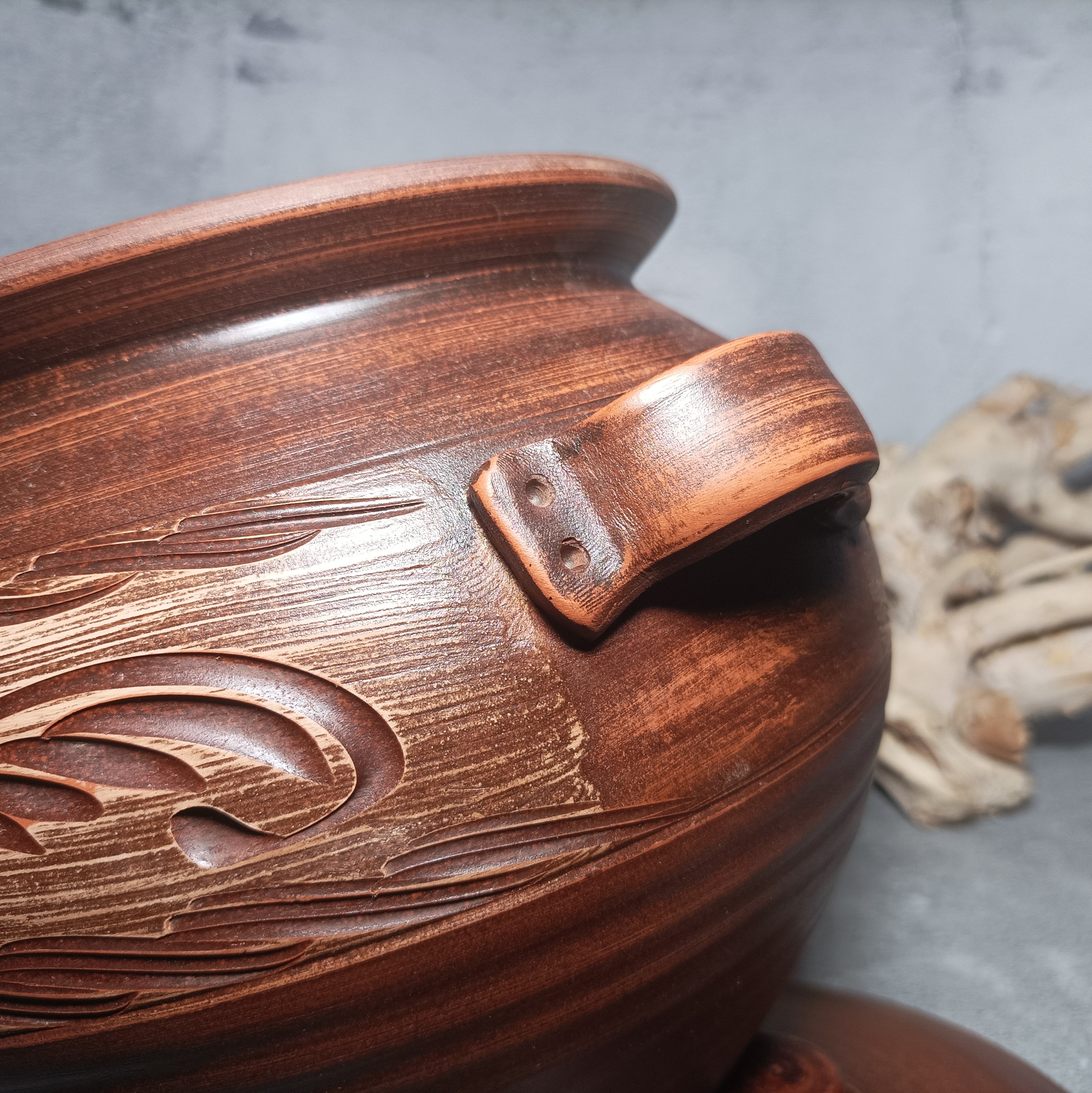 Pottery casserole 5000 ml Handmade red clay Cooking Pot - Inspire Uplift