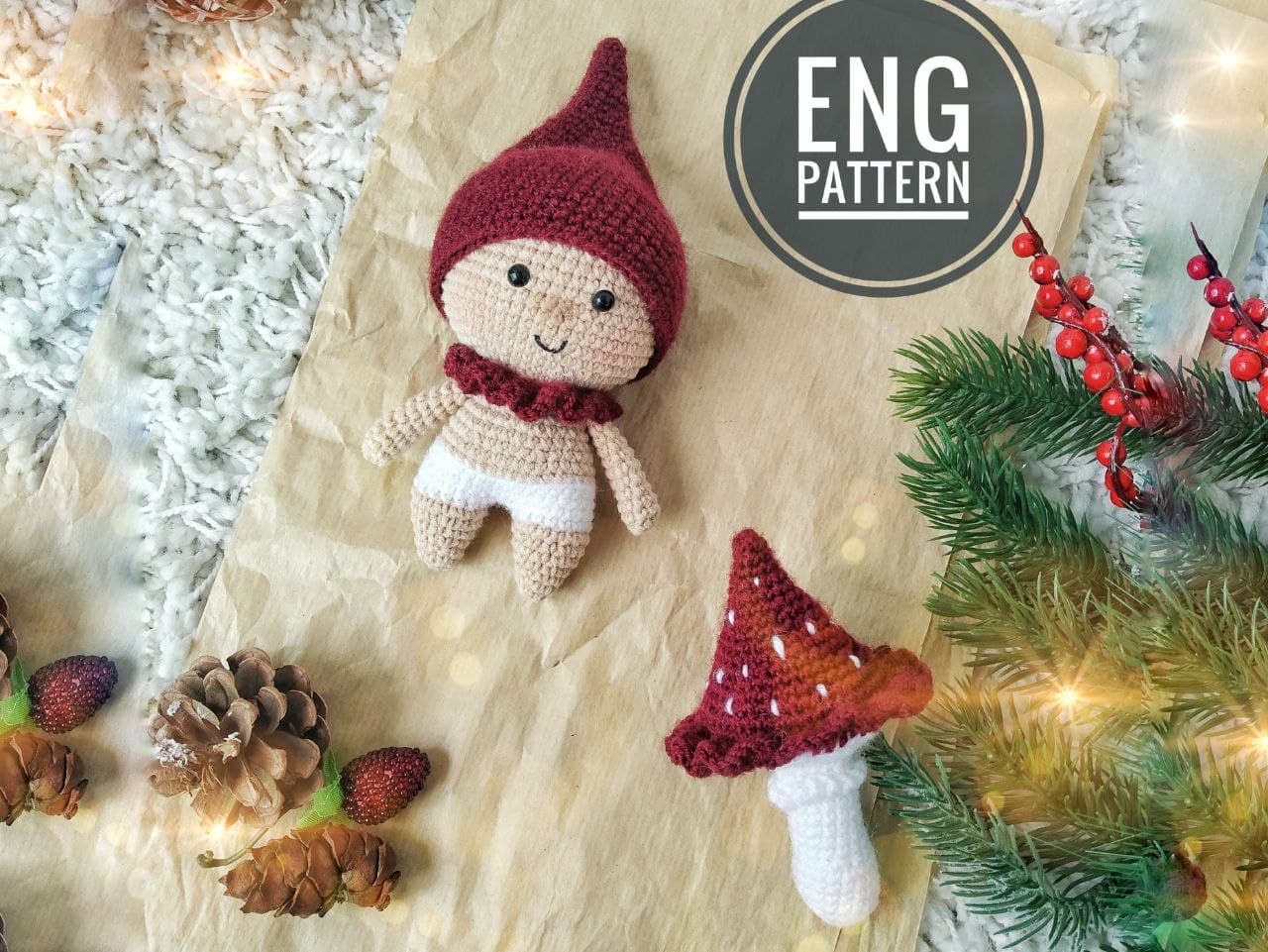Amigurumi gnome doll crochet pattern and crochet mushroom pa - Inspire ...