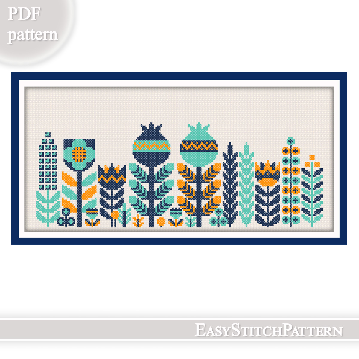 Boho cross stitch pattern. Flowers cross stitch. Scandinavia | Inspire ...