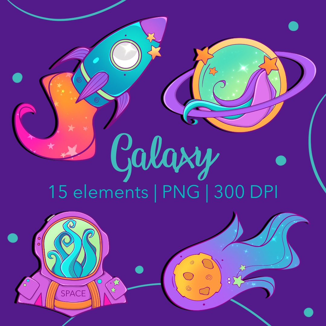 Colorful Galaxy Clipart, Space Illustrations PNG | Inspire Uplift