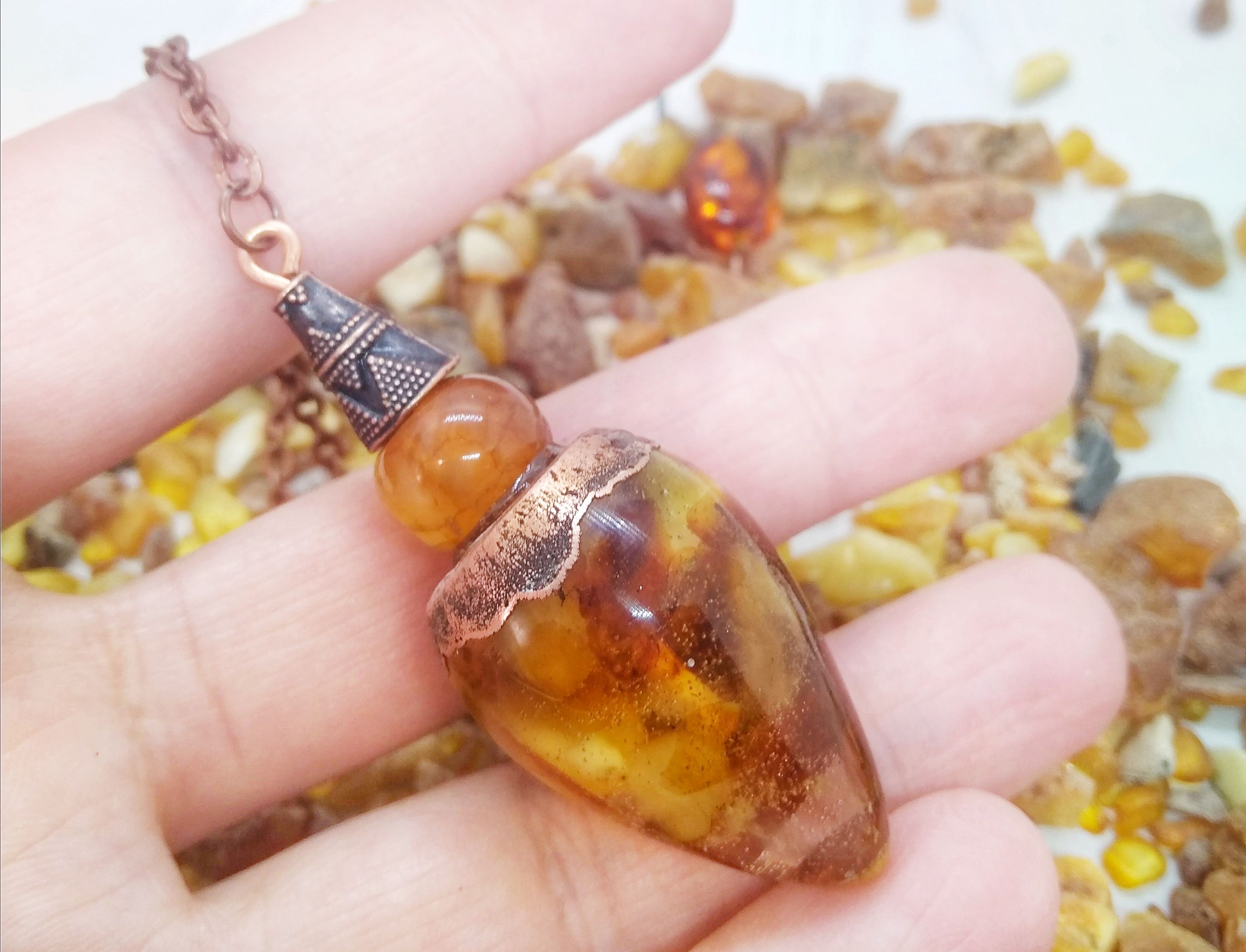 Amber pendulum necklace Amber jewelry Divination dowsing too - Inspire ...