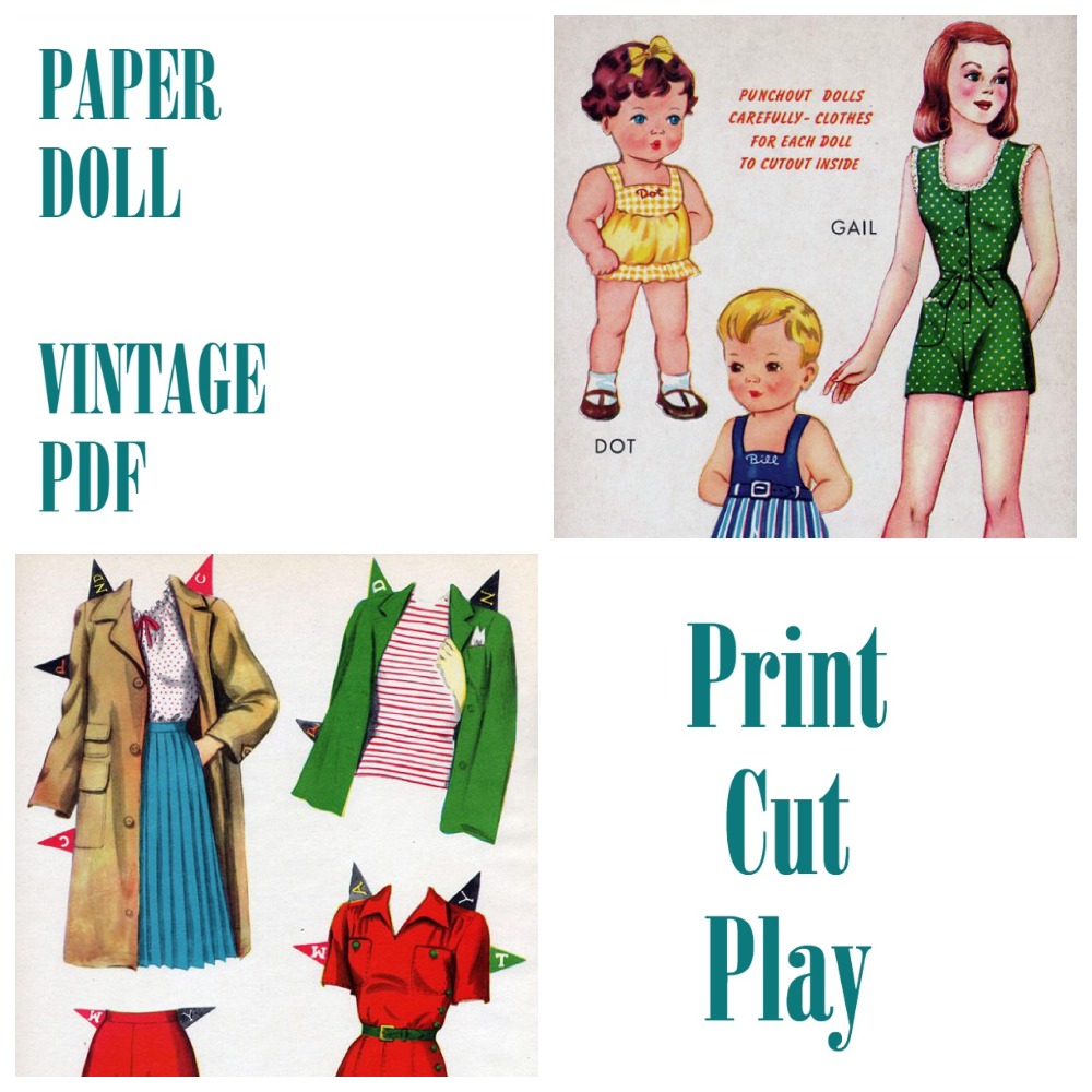Digital | Vintage Paper Doll | Printable - Print - Cut - Pla - Inspire Uplift